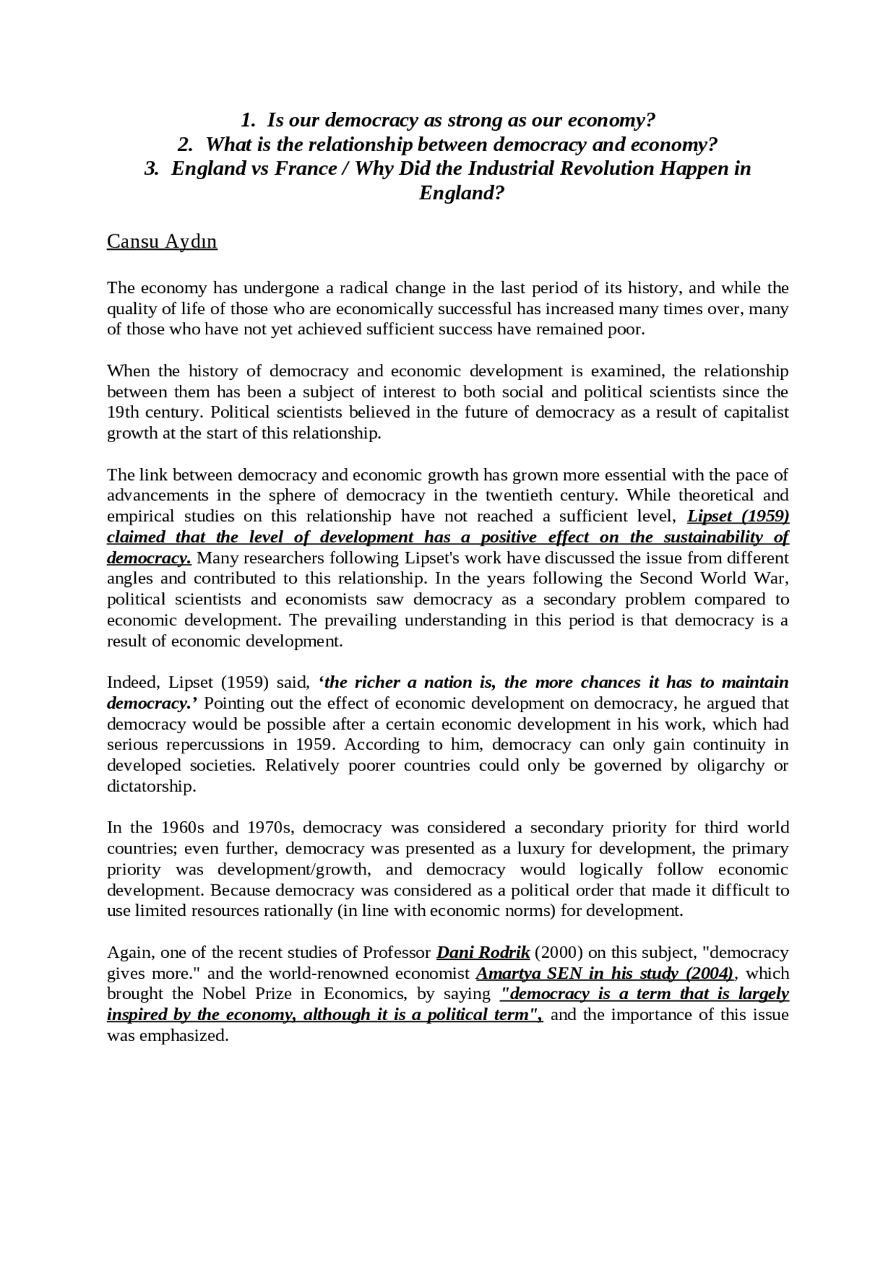What Is The Relationship Between Democracy And Economy Docsity