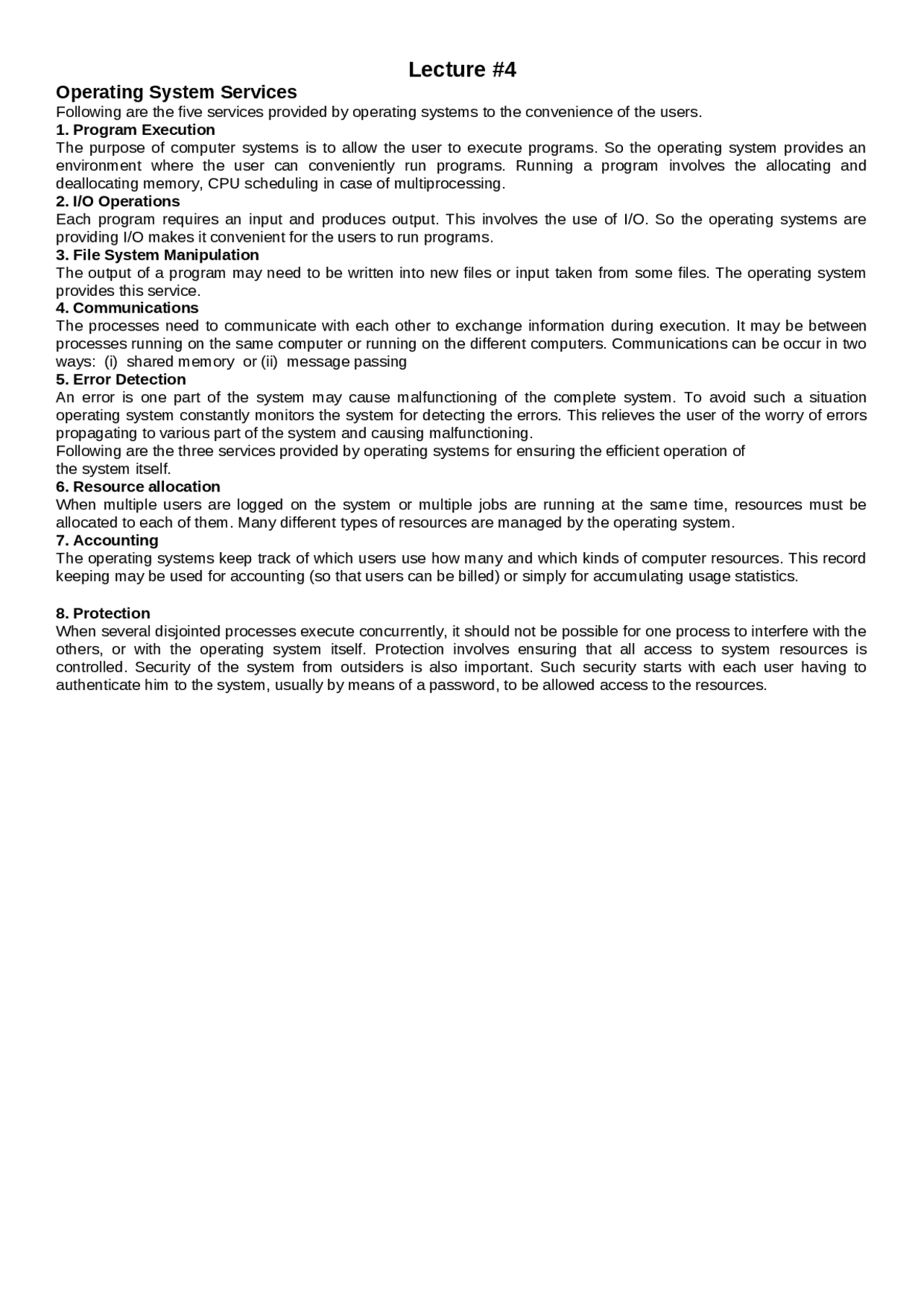 Operating System Services Docsity