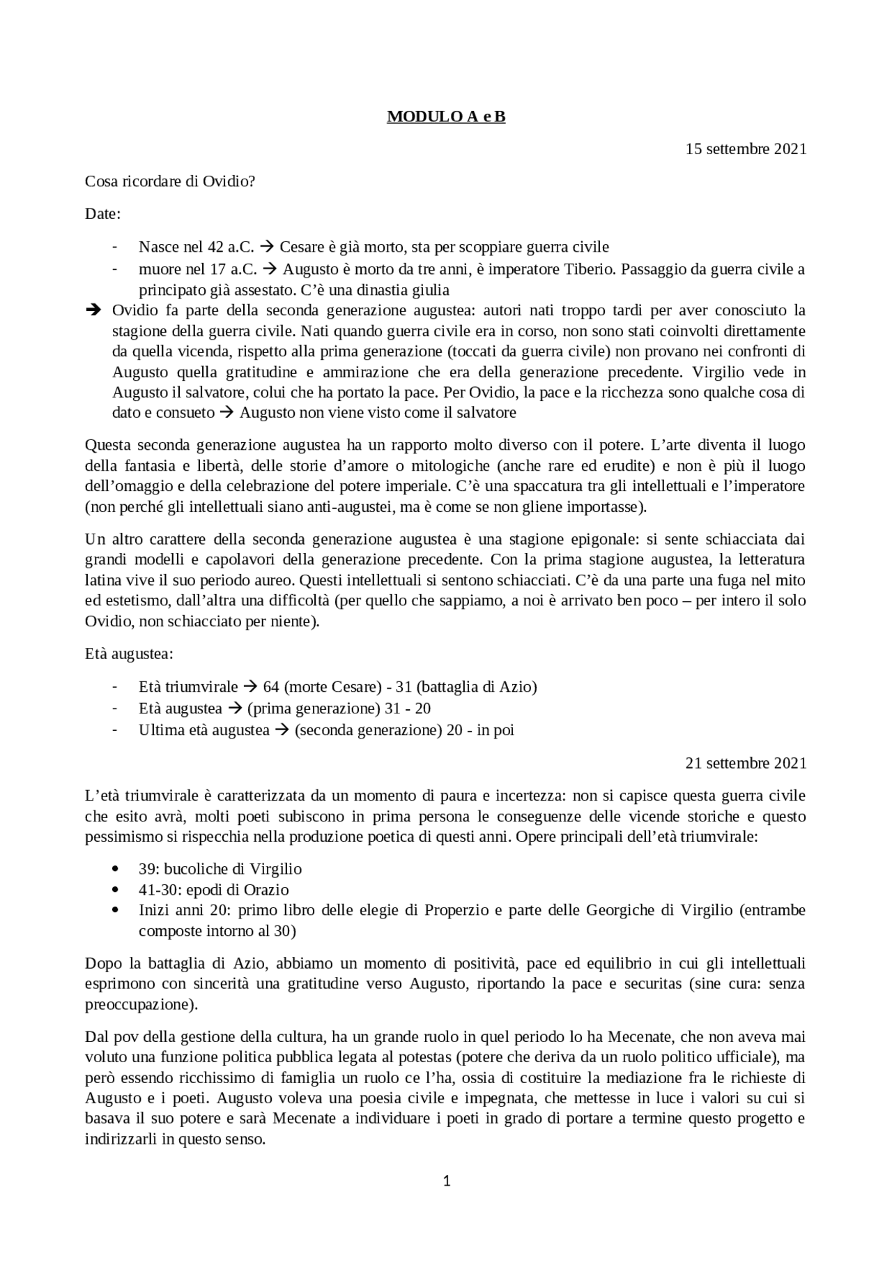 Appunti Del Modulo A E B Di Letteratura Latina Docsity