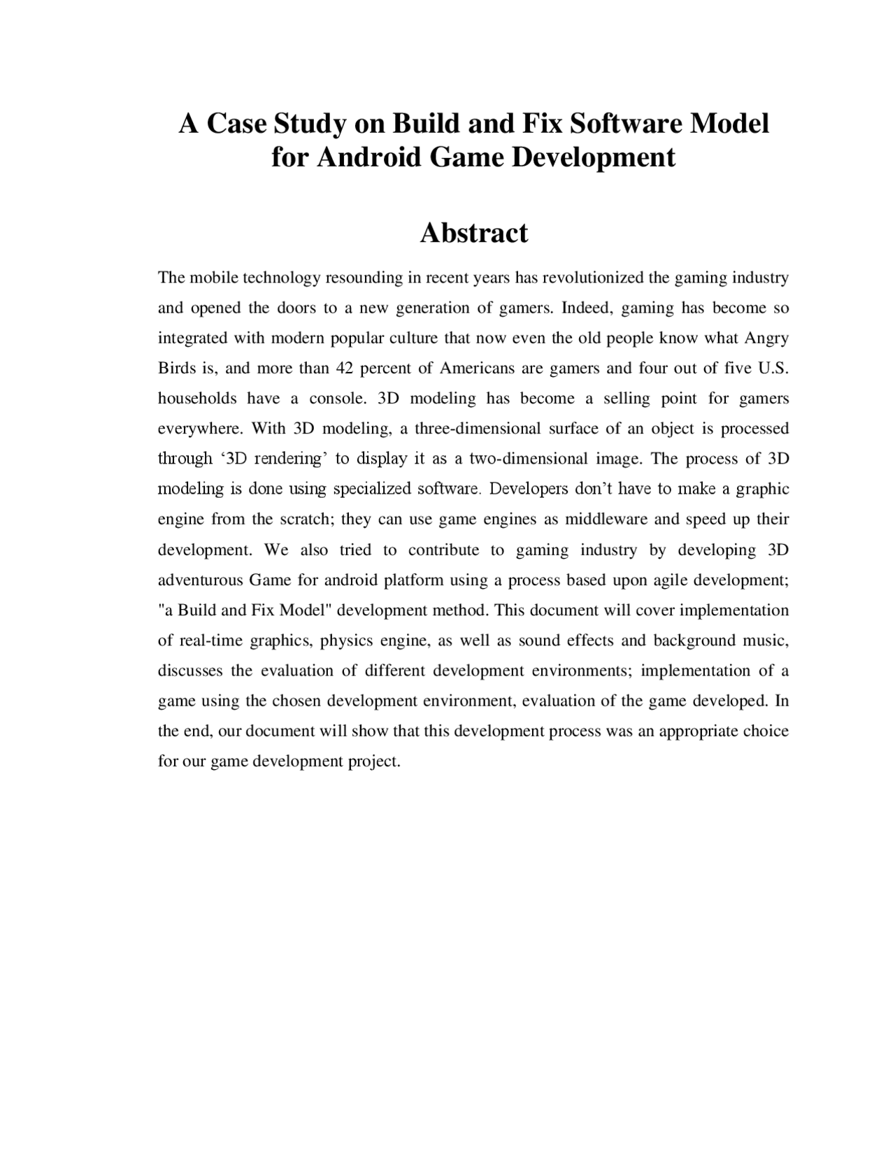 A Case Study on Build and Fix Software Model for Android Game Development | Study Guides ...