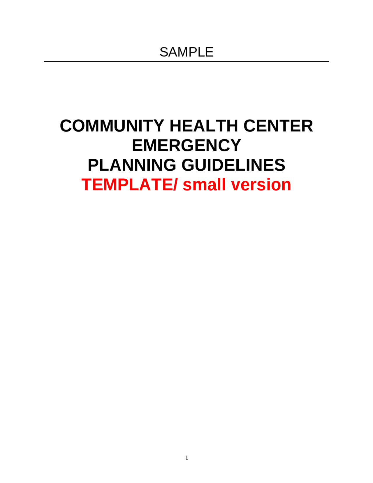 Community Health Center Emergency Planning Guidelines Template | Study ...