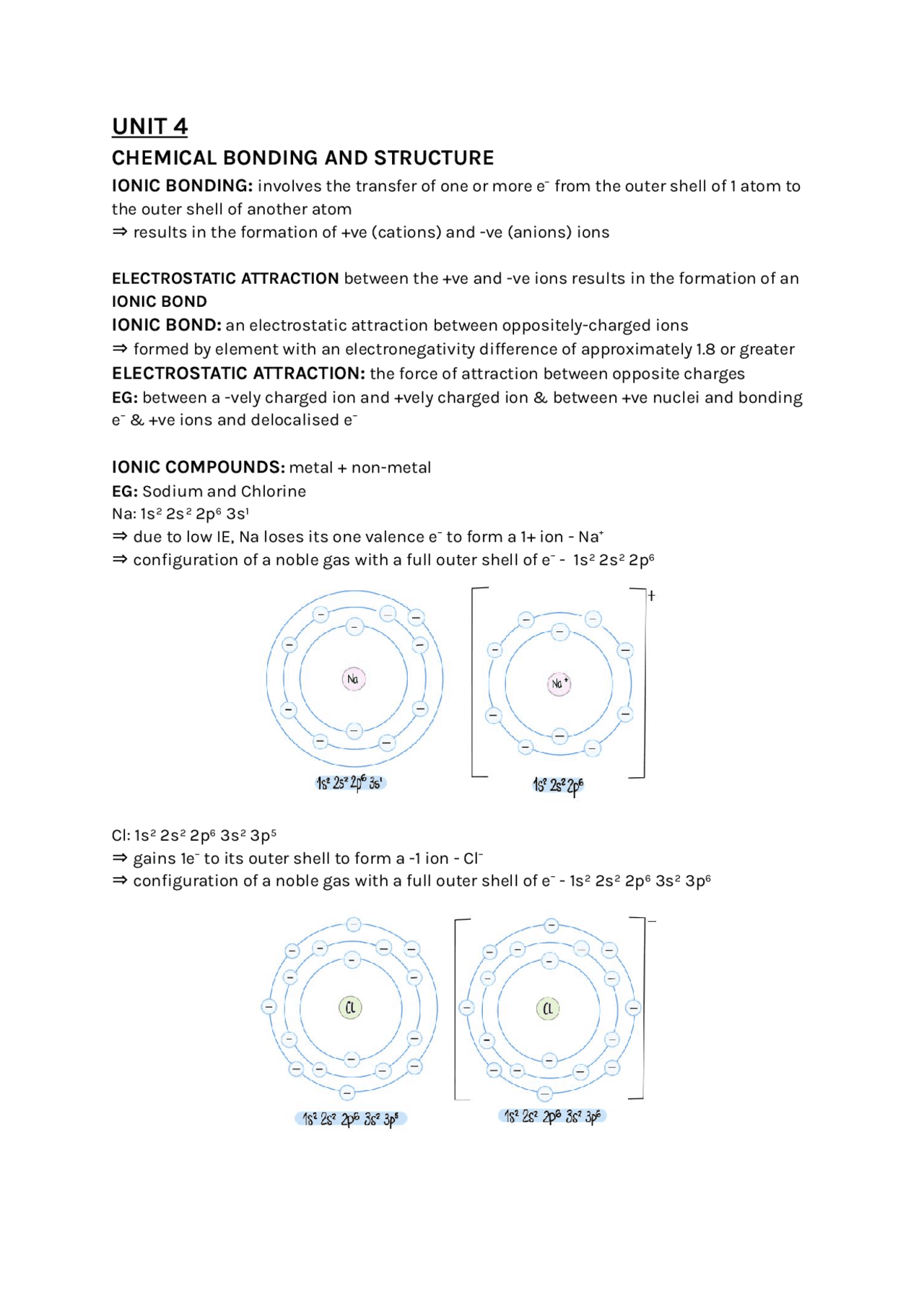 IB Chemistry SL - Topic 4: Chemical Bonding and Structure - Docsity