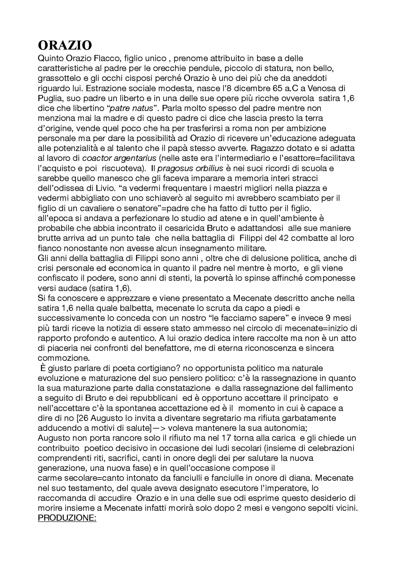 Elegia Latina Orazio Docsity