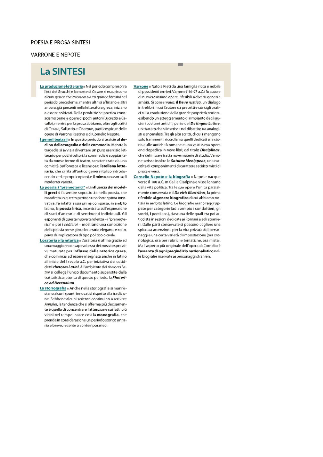Cicerone Poesia E Prosa Sintesi Docsity