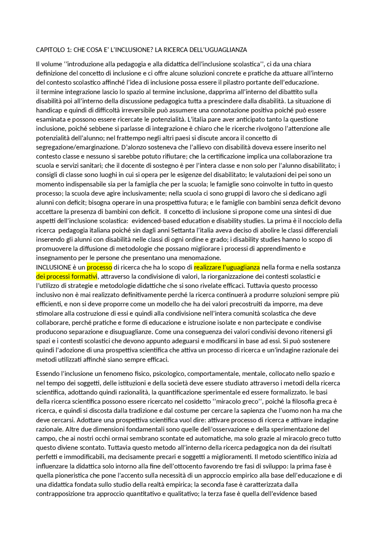 Riassunto Primo Capitolo Docsity