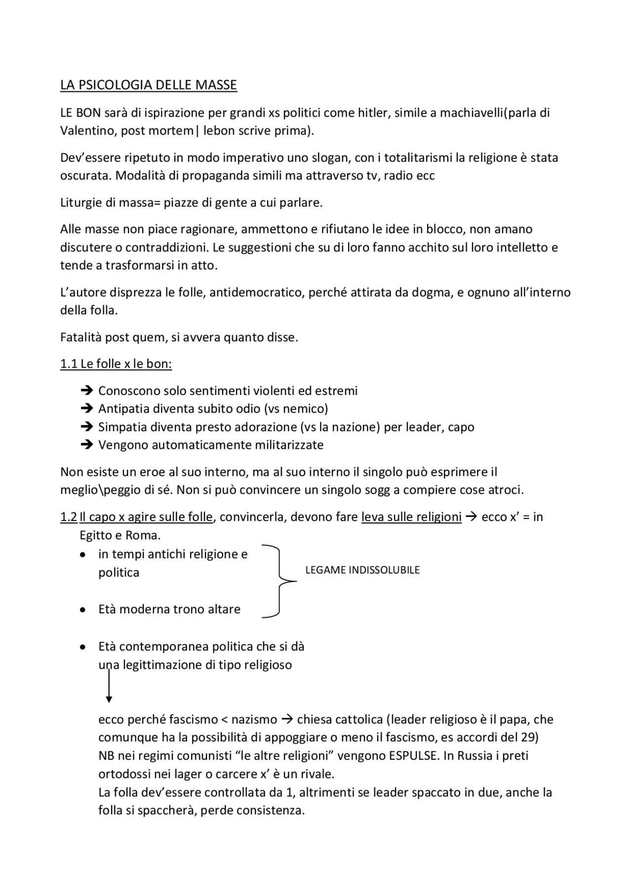 La psicologia delle masse- le bon - Docsity