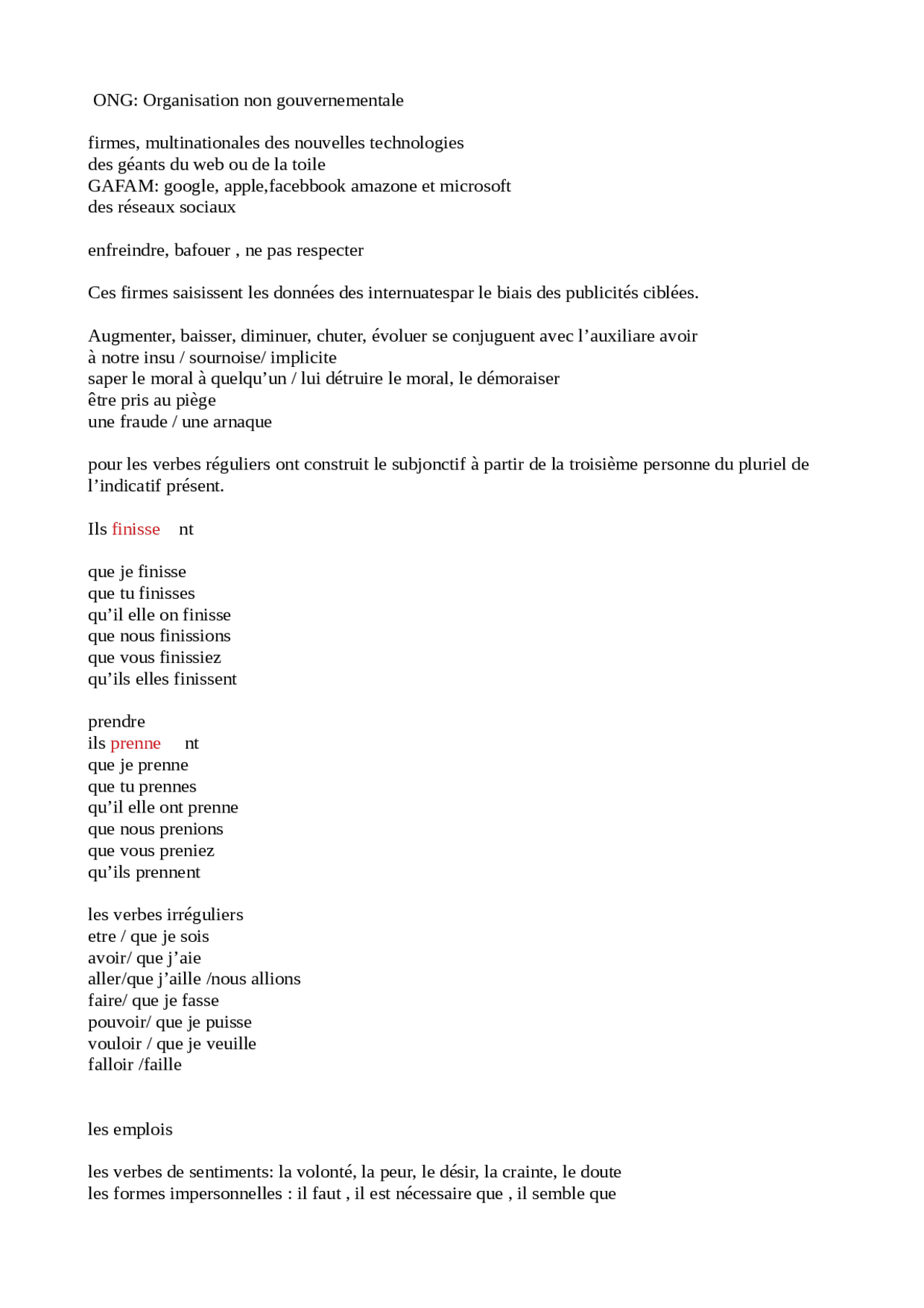 Appunti Di Grammatica Francese Docsity