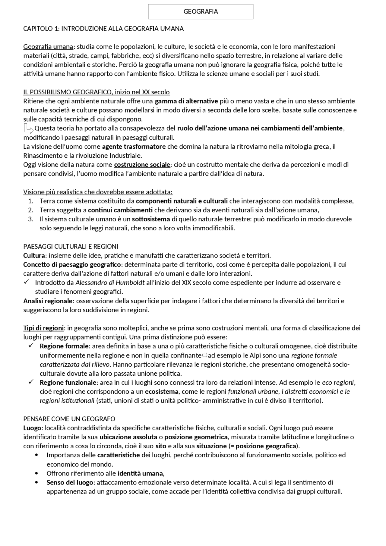 Geografia Umana Un Approccio Visuale Docsity