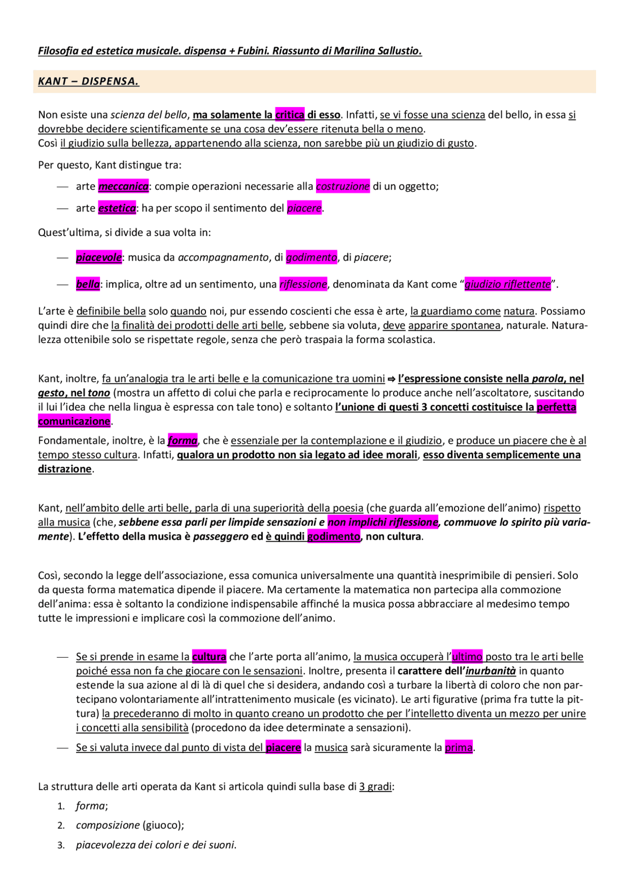 RIASSUNTO DIESPENSA + FUBINI PER ESAME ANNA SCALFARO - Docsity