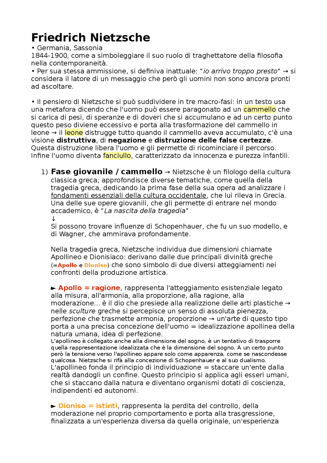 Friedrich Nietzsche Appunti Docsity