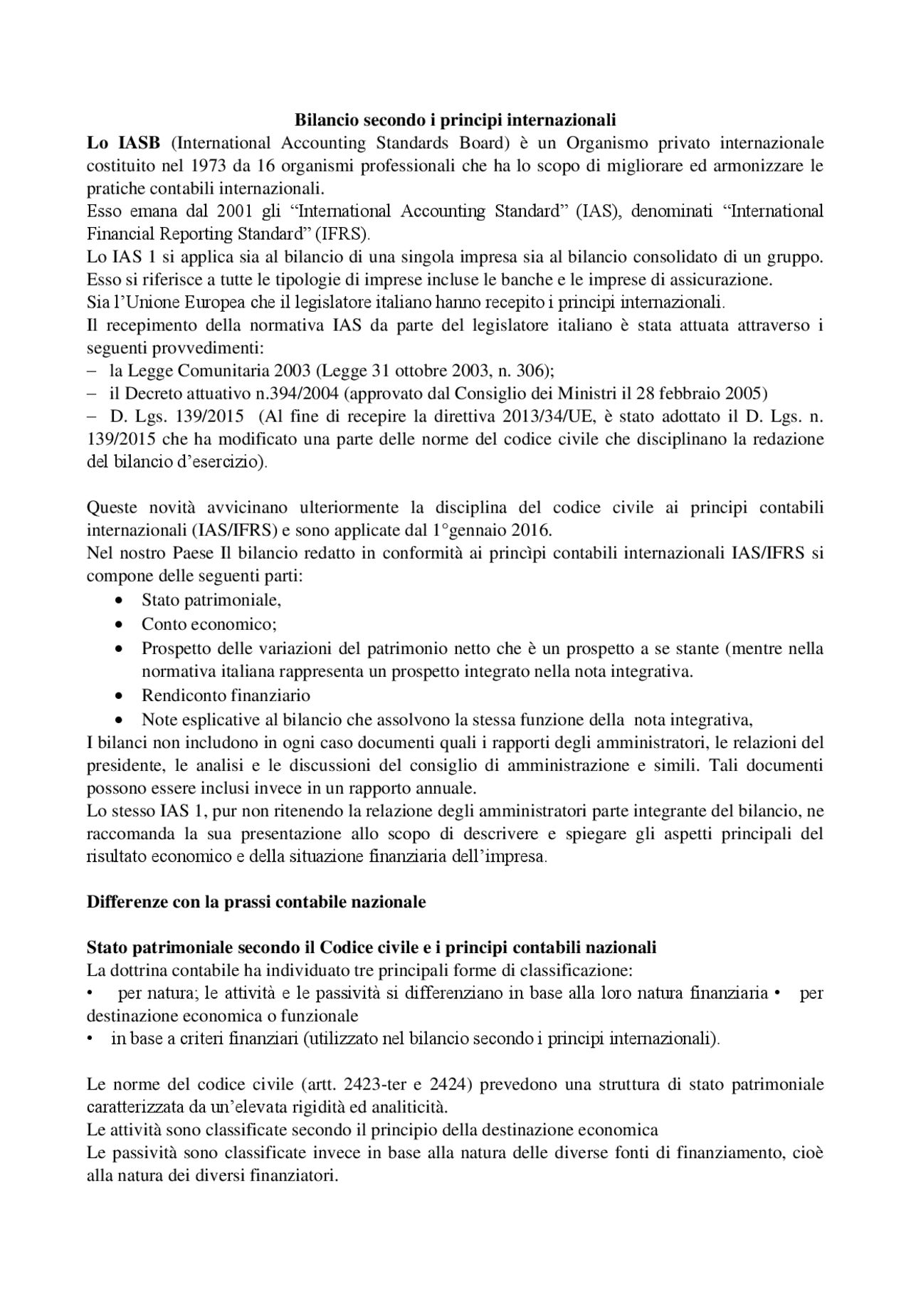 Bilanio Secondo I Principi Contabili Docsity