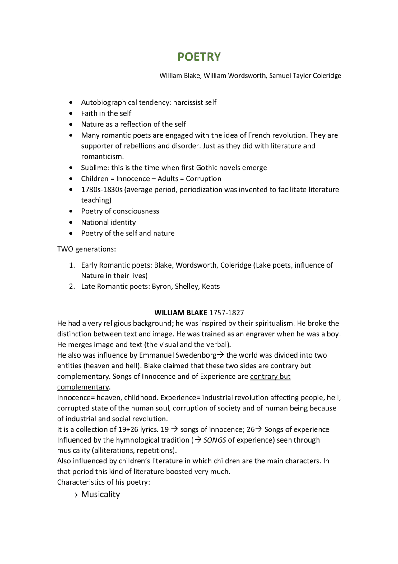 Poetry - English Literature XIX | Apuntes de Literatura inglesa - Docsity
