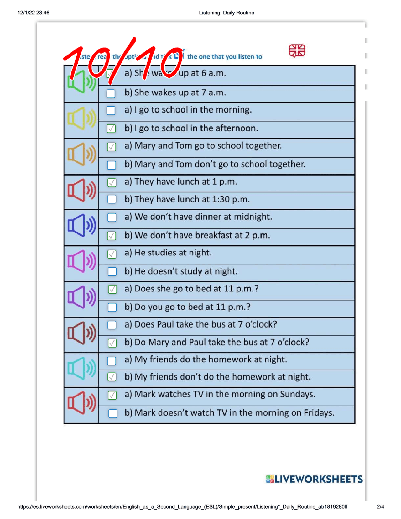 Listening daily routine - Docsity