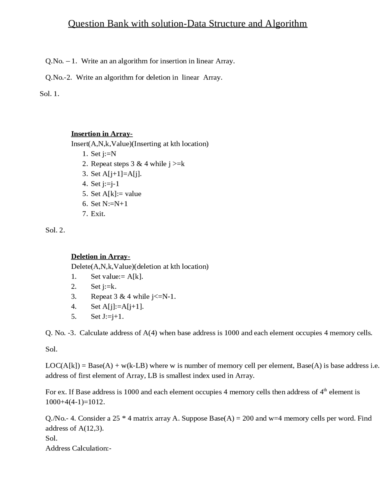Data Structure And Algorithms Docsity