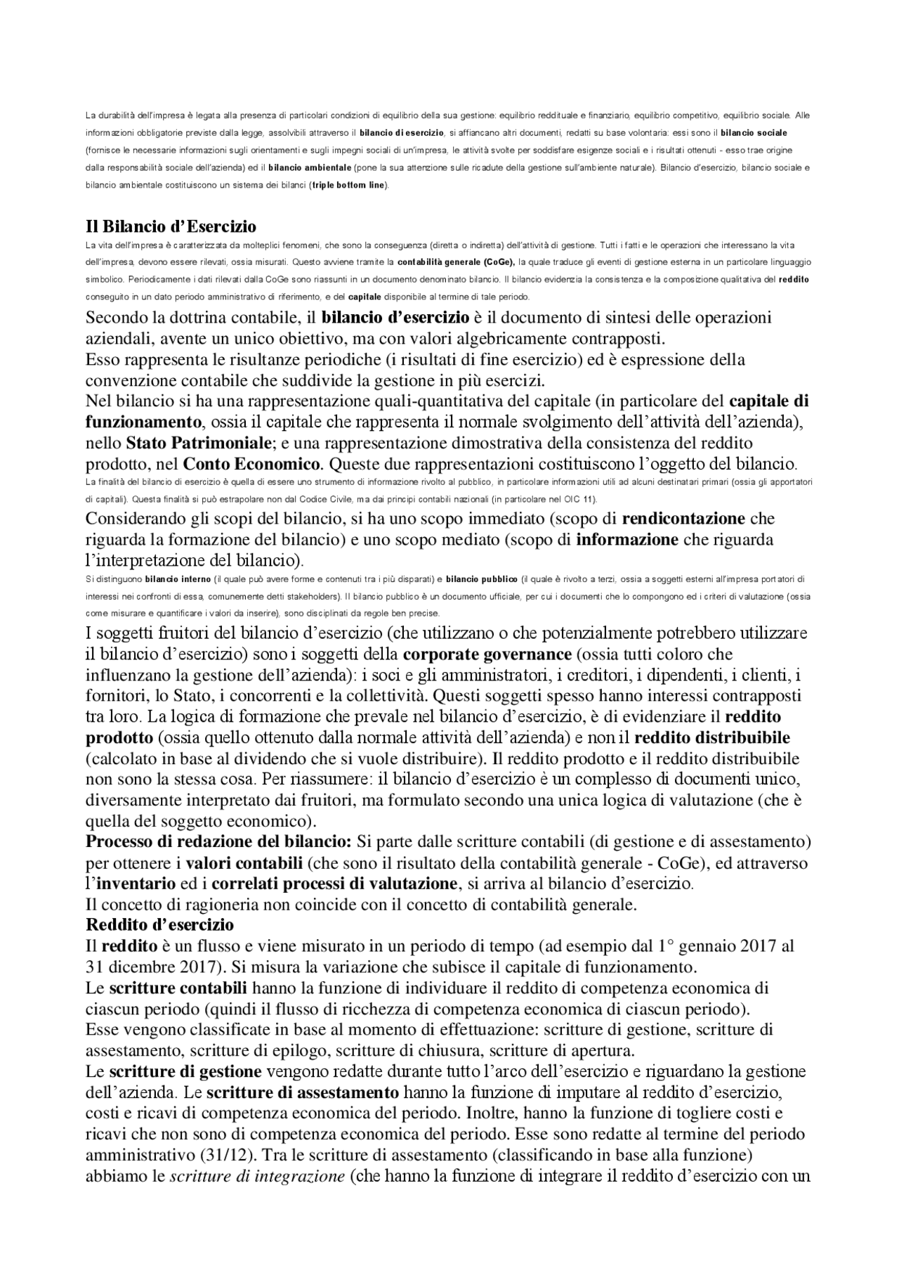 Appunti Di Bilancio Desercizio Docsity