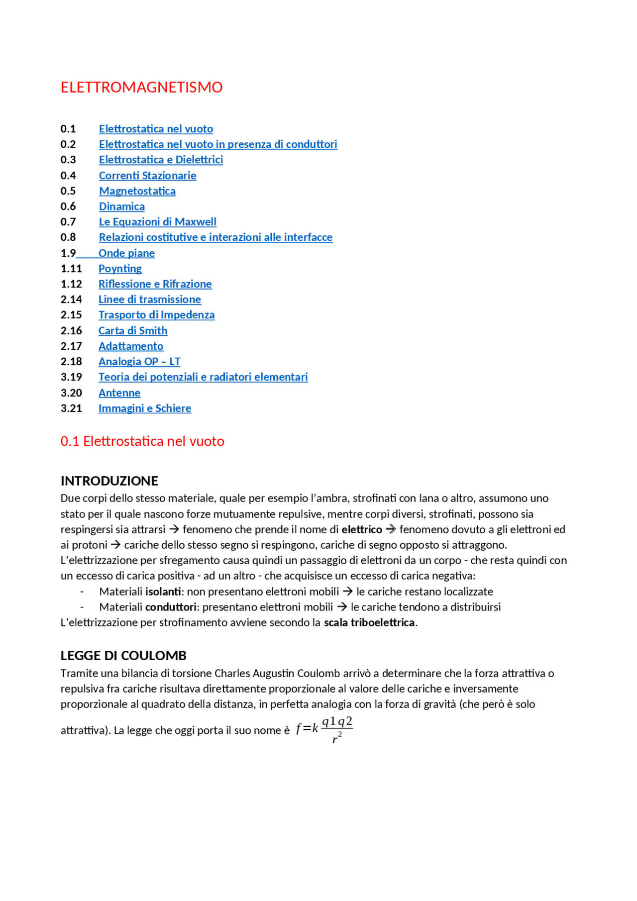 ELETTROMAGNETISMO (statica e dinamica) - Docsity