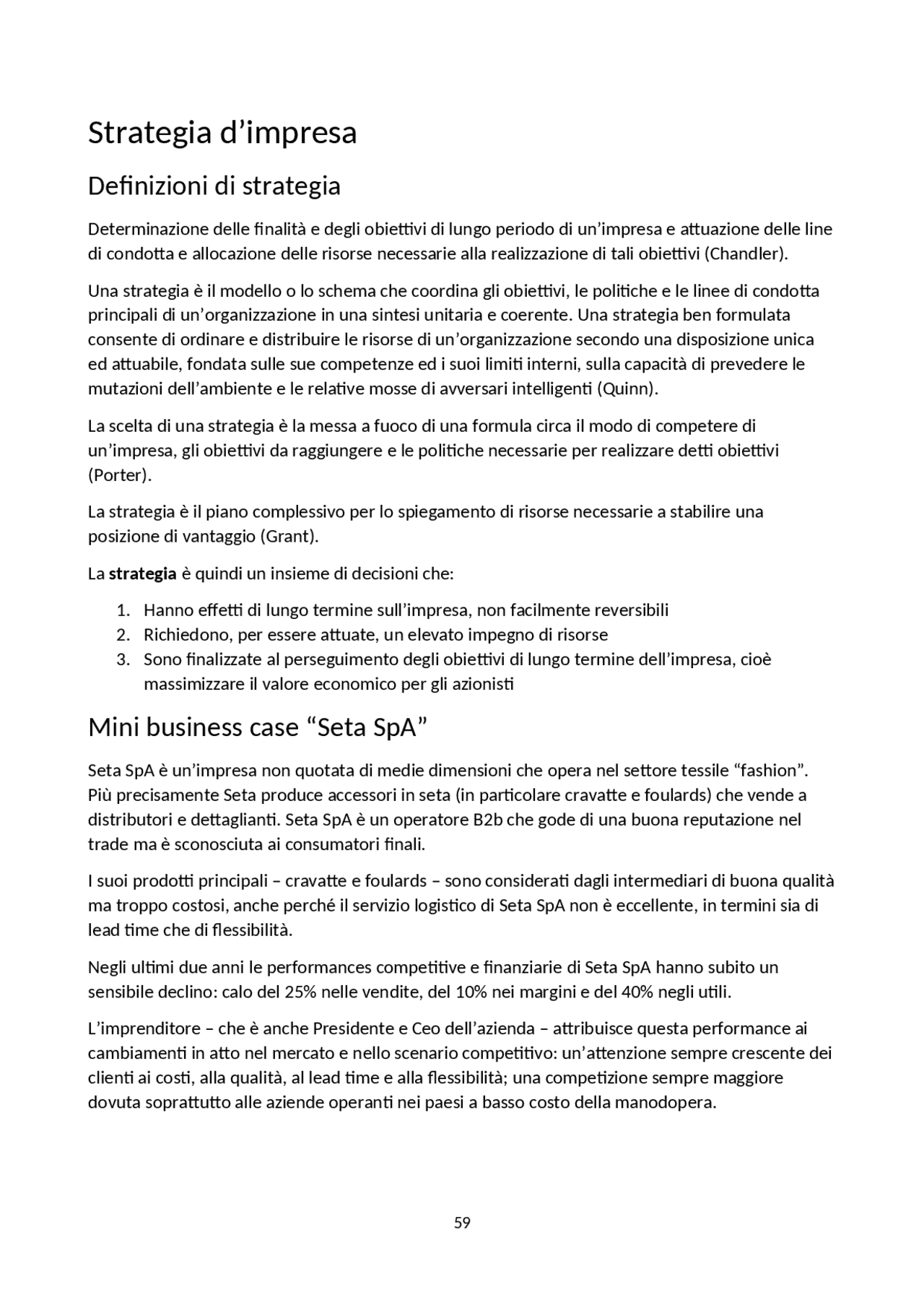 Strategia Di Impresa Docsity