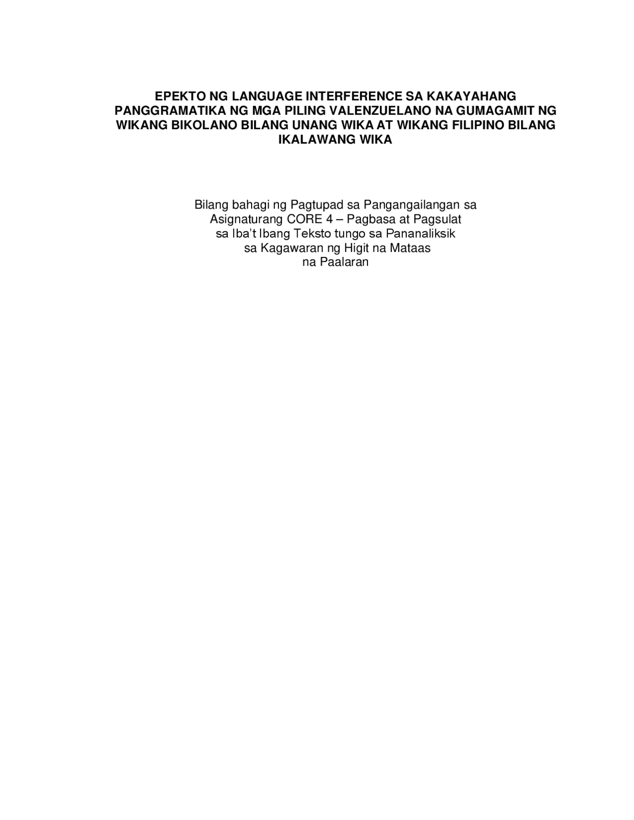 Language Interference Research - Docsity