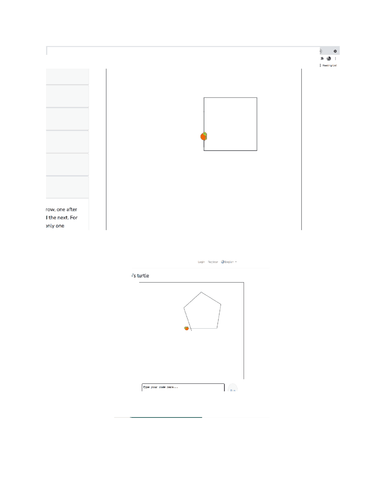 Turtle drawn with phyton app - Docsity