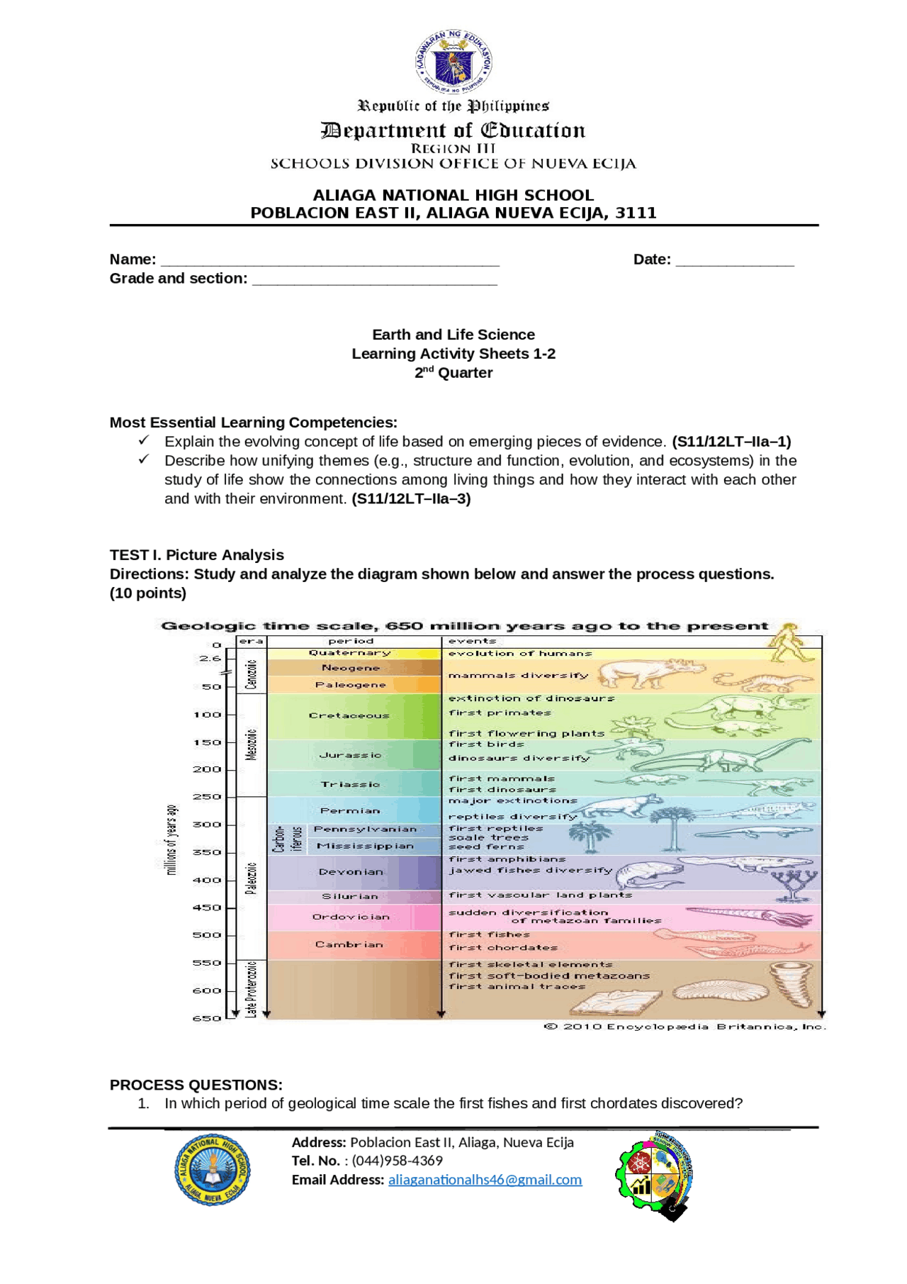 Earth and life science LAS | Exams Earth science | Docsity