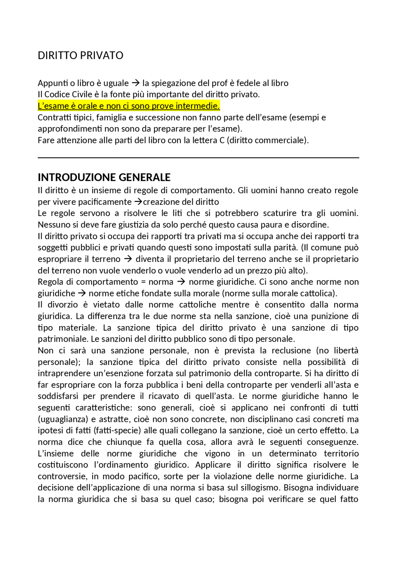 Appunti diritto privato - Docsity