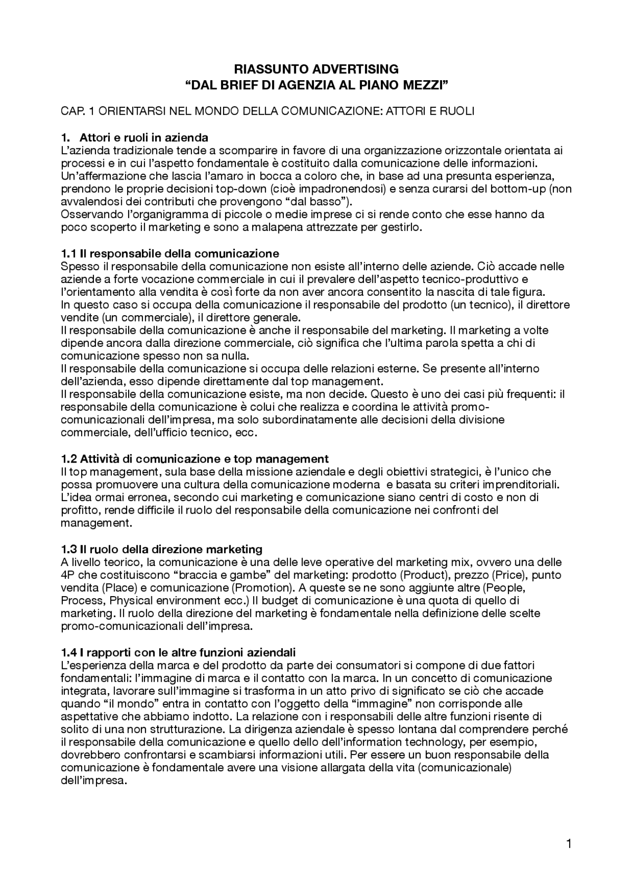 Riassunto libro "dal brief di agenzia e piano mezzi" di Errante e ...
