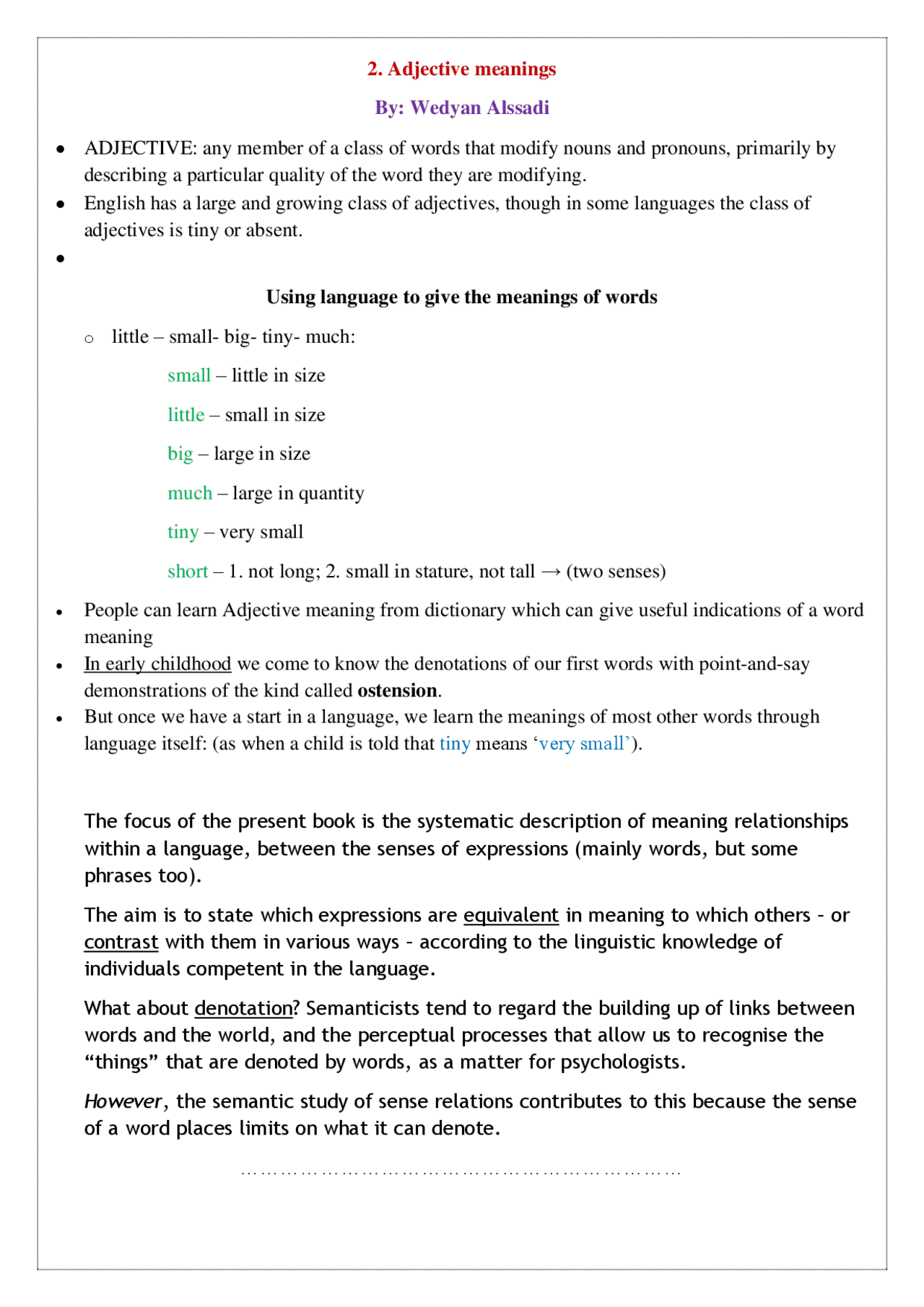 Semantics And Pragmatics Unit 2 Summary Docsity