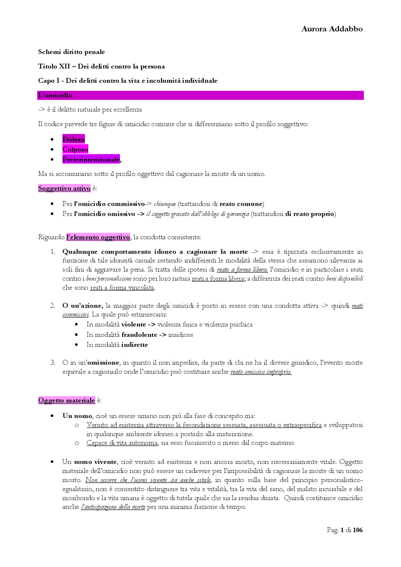 Schemi Di Diritto Penale Ii Docsity
