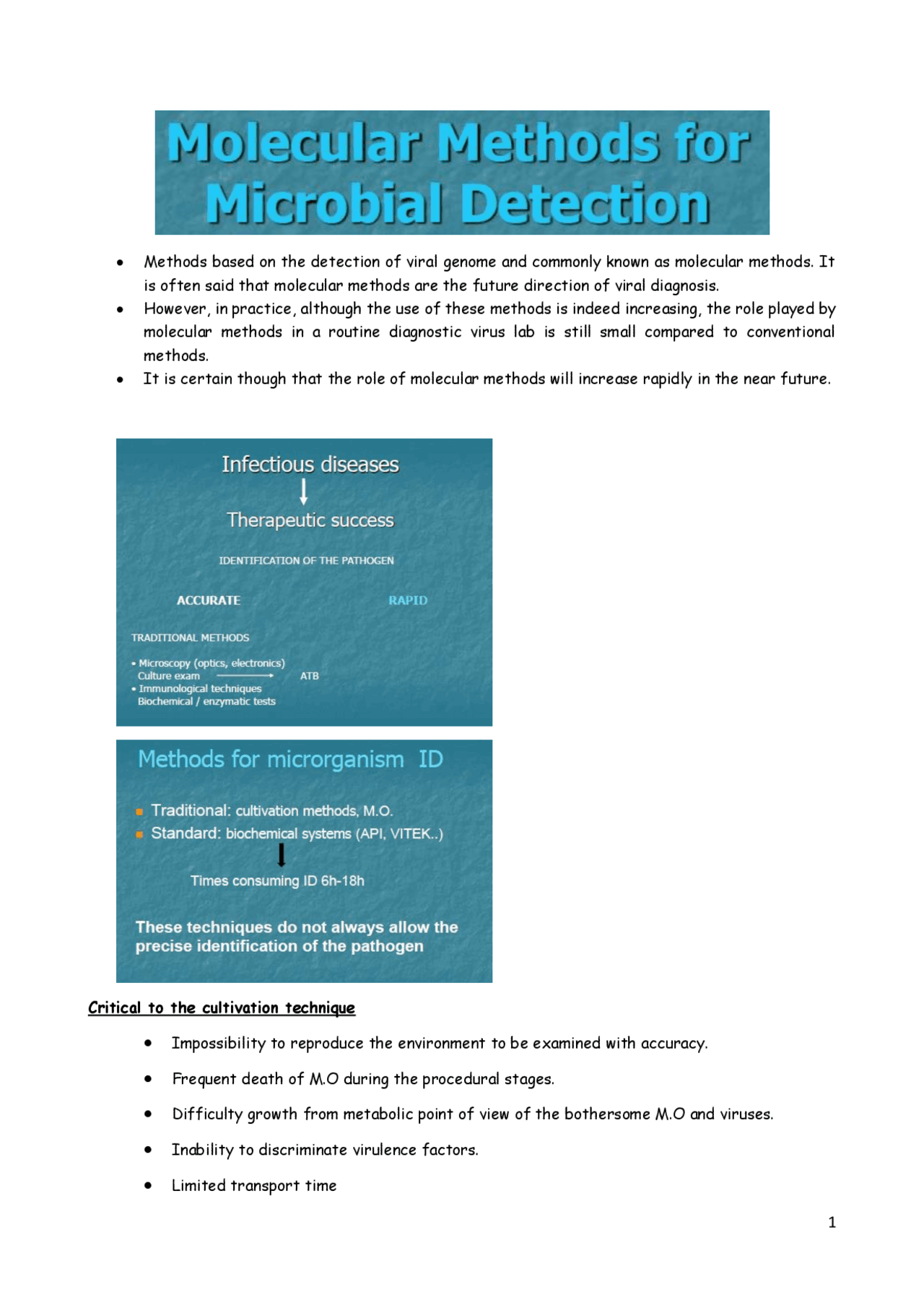 Molecular Methods For Microbial Detection - Docsity