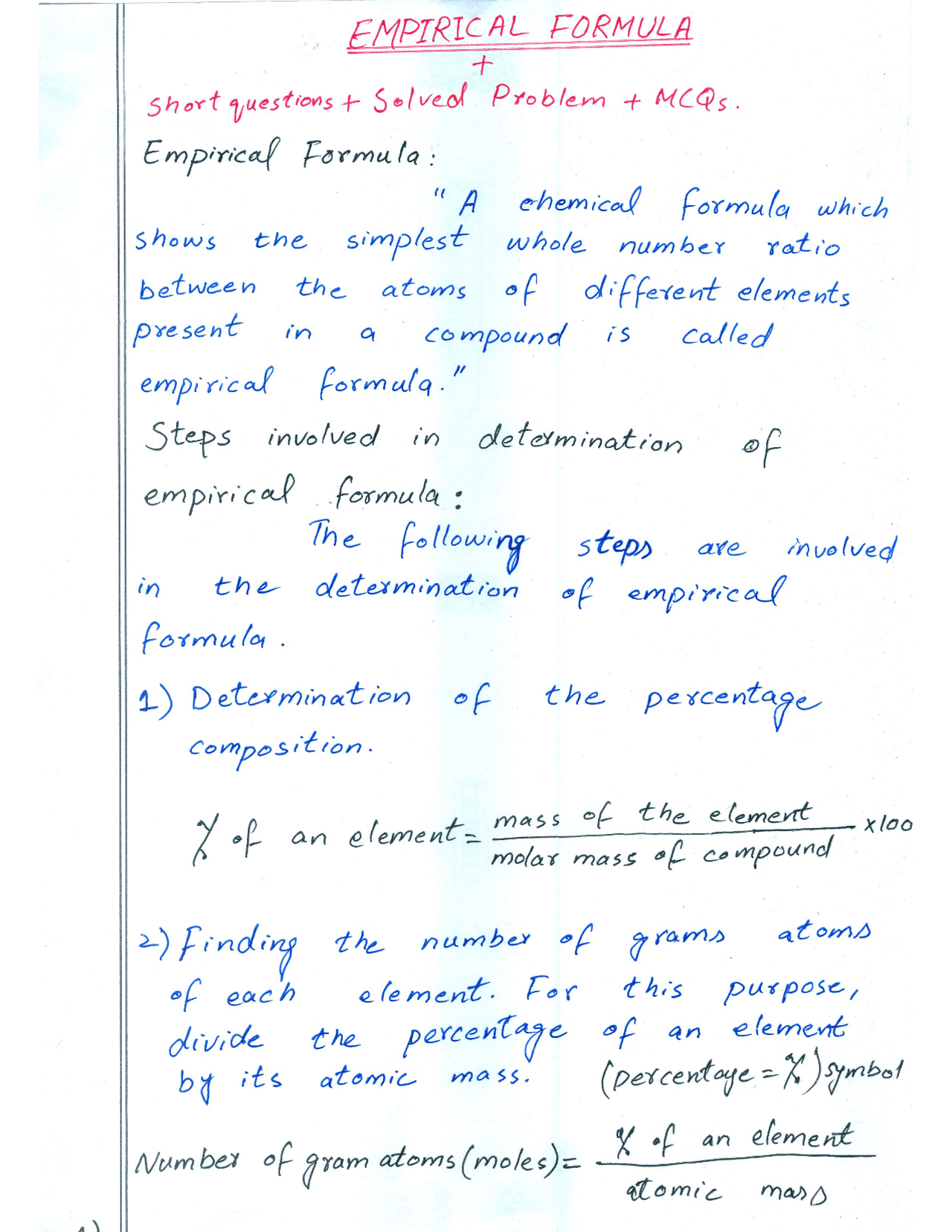 Empirical Formula With Solved Problems Docsity