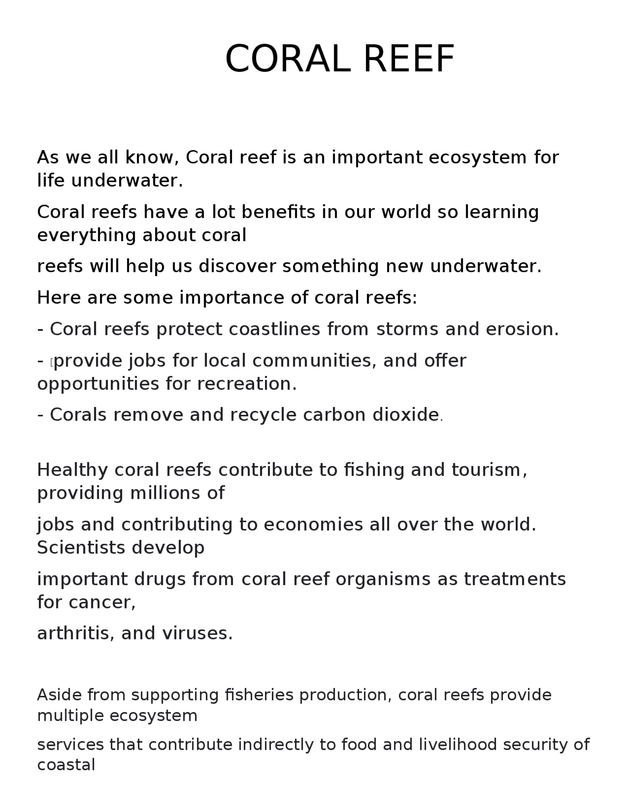 ALL ABOUT CORAL REEFS | Study notes Environmental science | Docsity