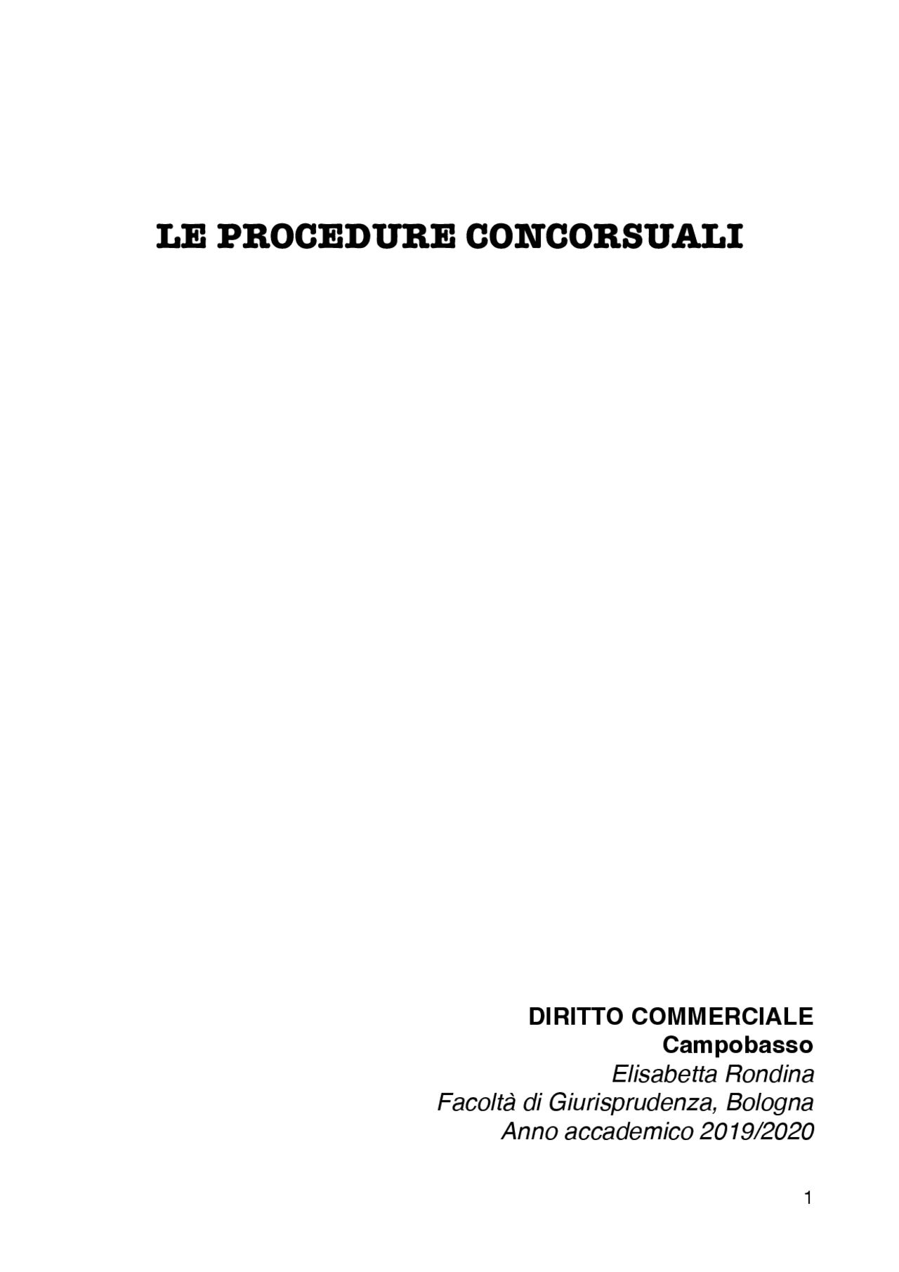 Diritto Commerciale Campobasso Procedure Concorsuali Docsity