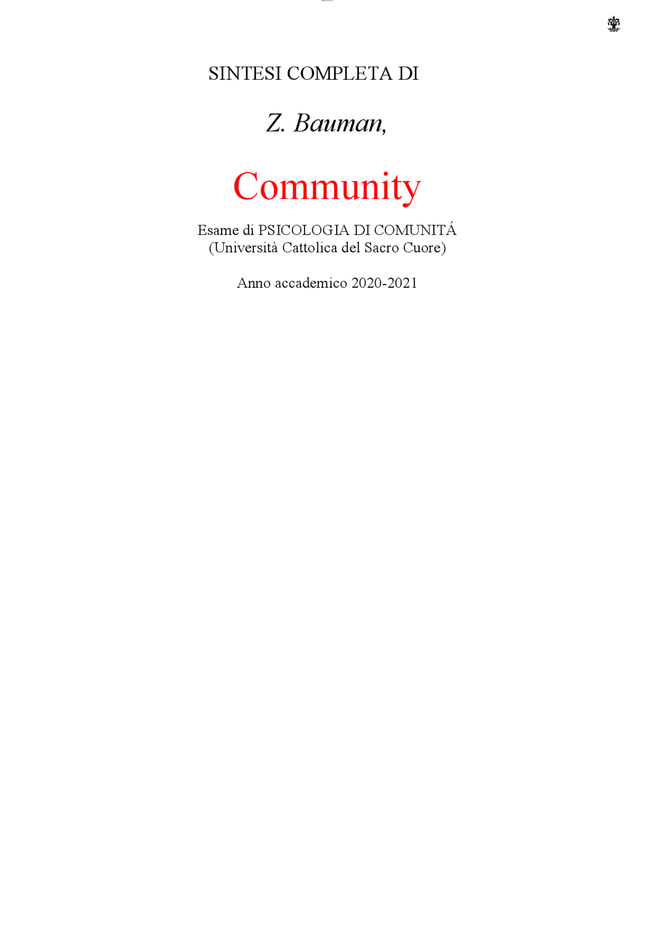 Z Bauman Community Docsity