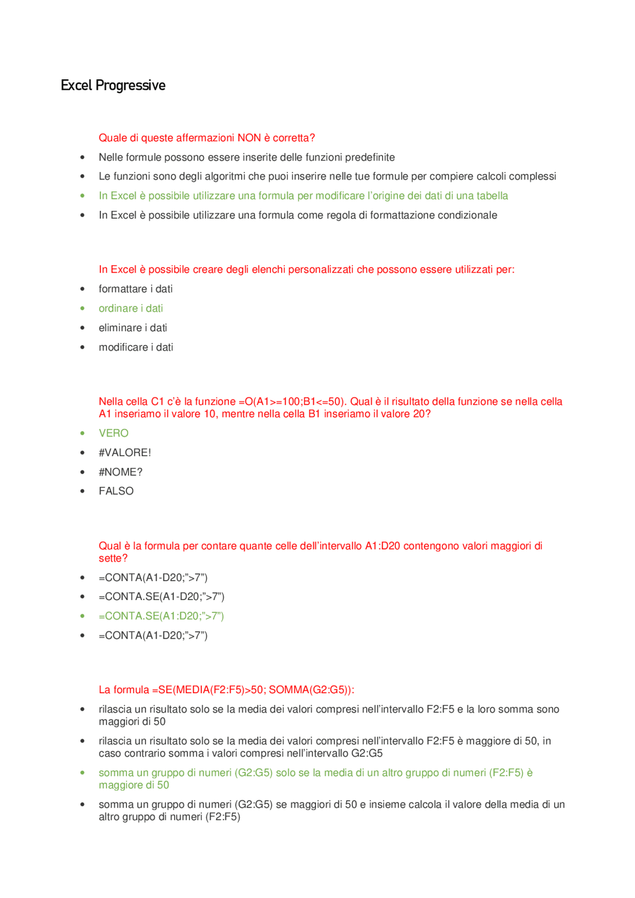 Modulo Excel Progressive Docsity