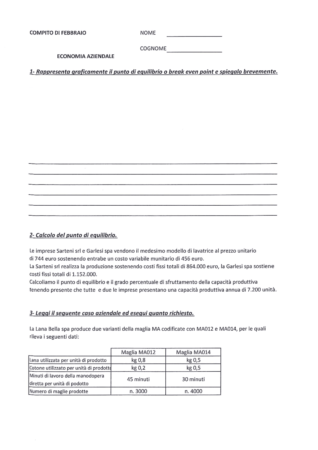 Traccia Prove Desame Docsity