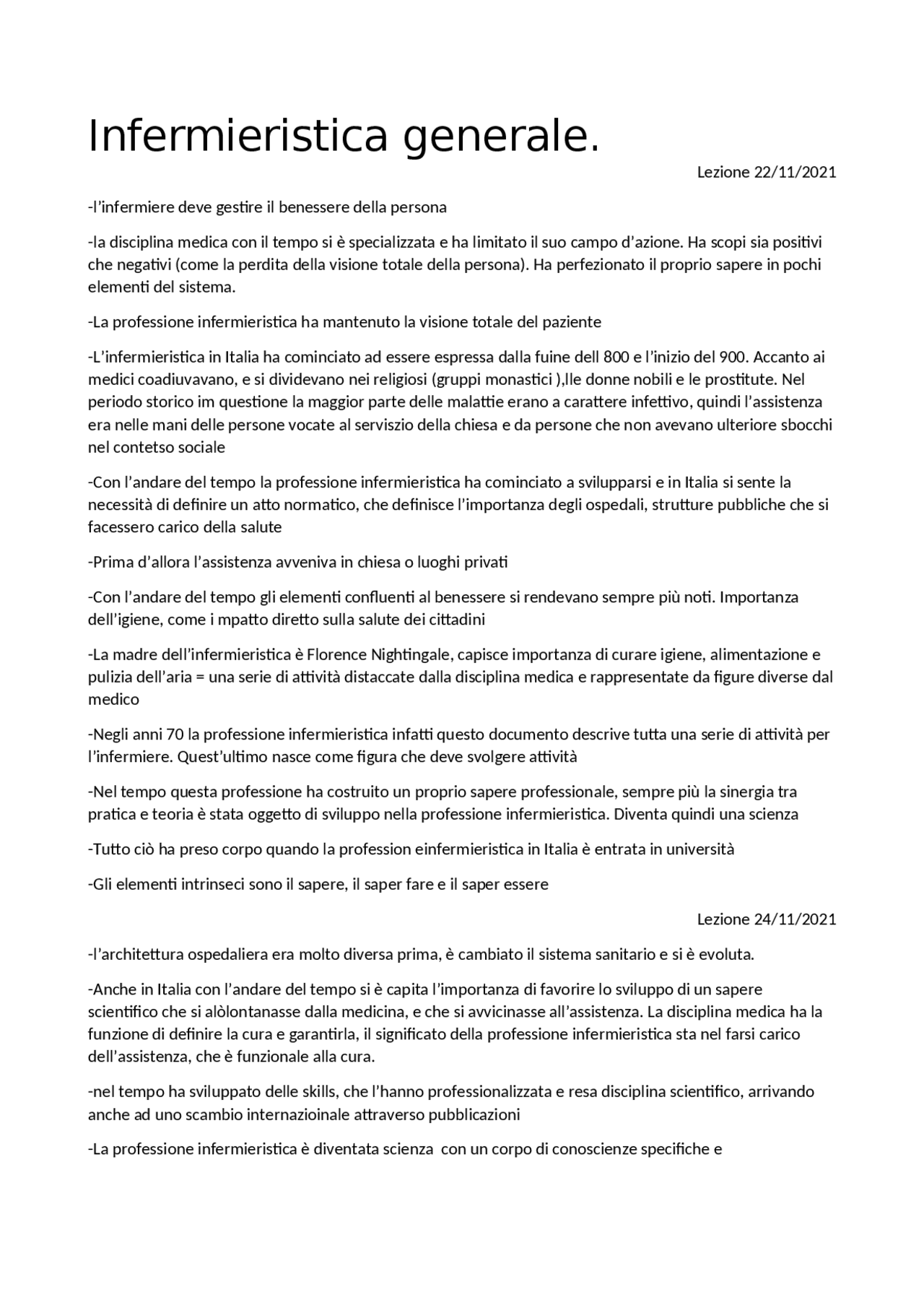 Infermieristica Generale Docsity