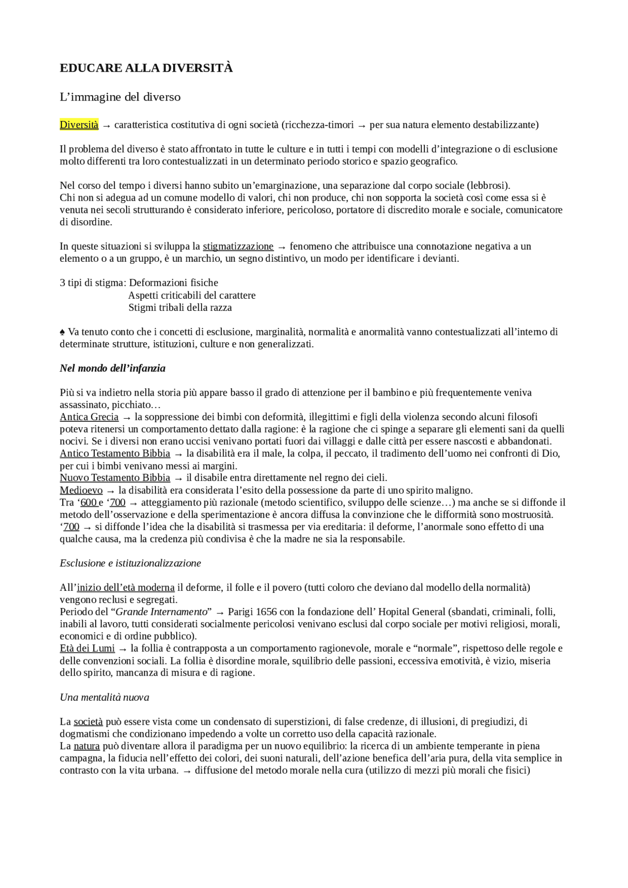 Educare Alle Diversità Docsity