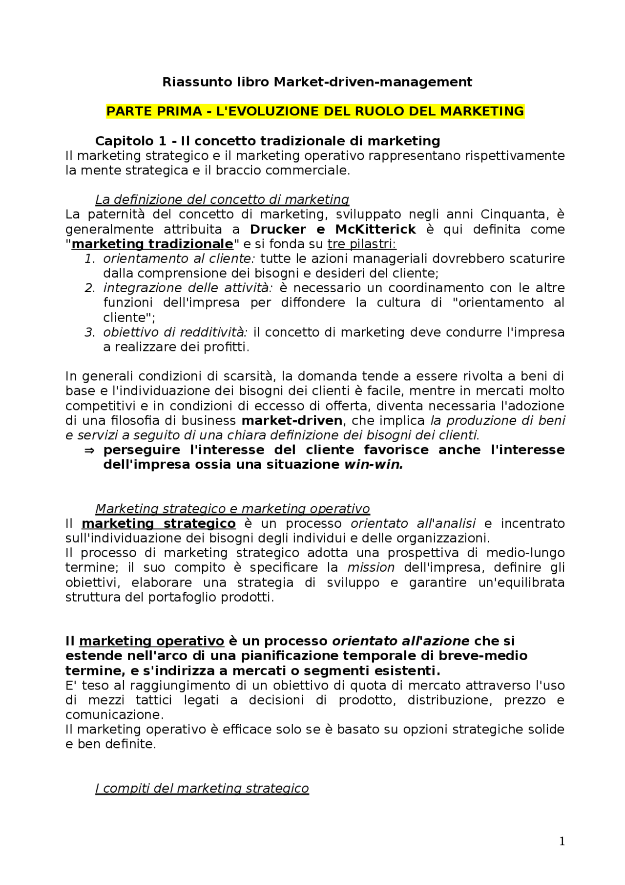 Riassunto Market Driven Management Appunti Di Marketing Docsity