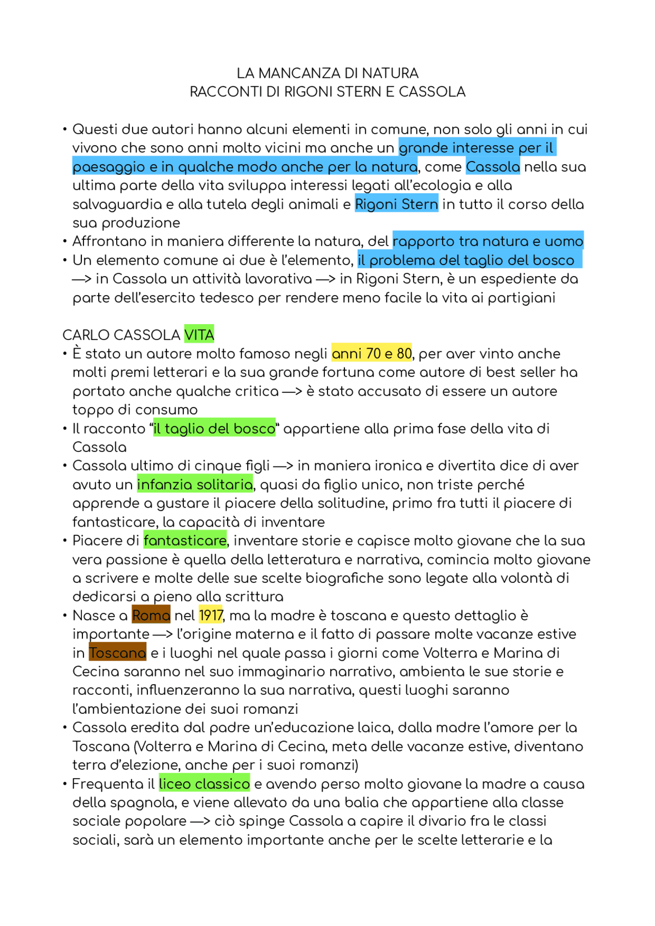 Carlo Cassola Vita E Opere Docsity