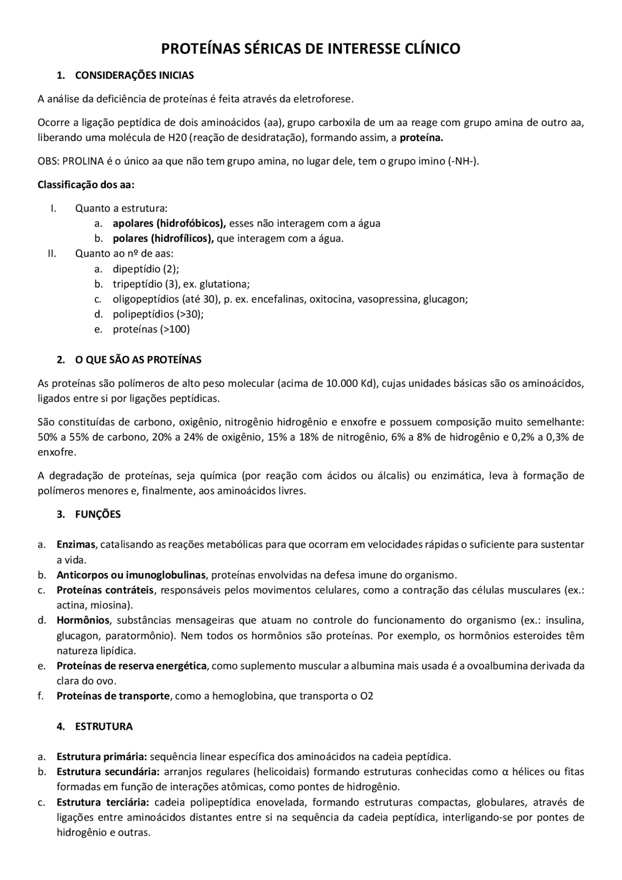 Proteínas Séricas De Interesse Clínico Docsity