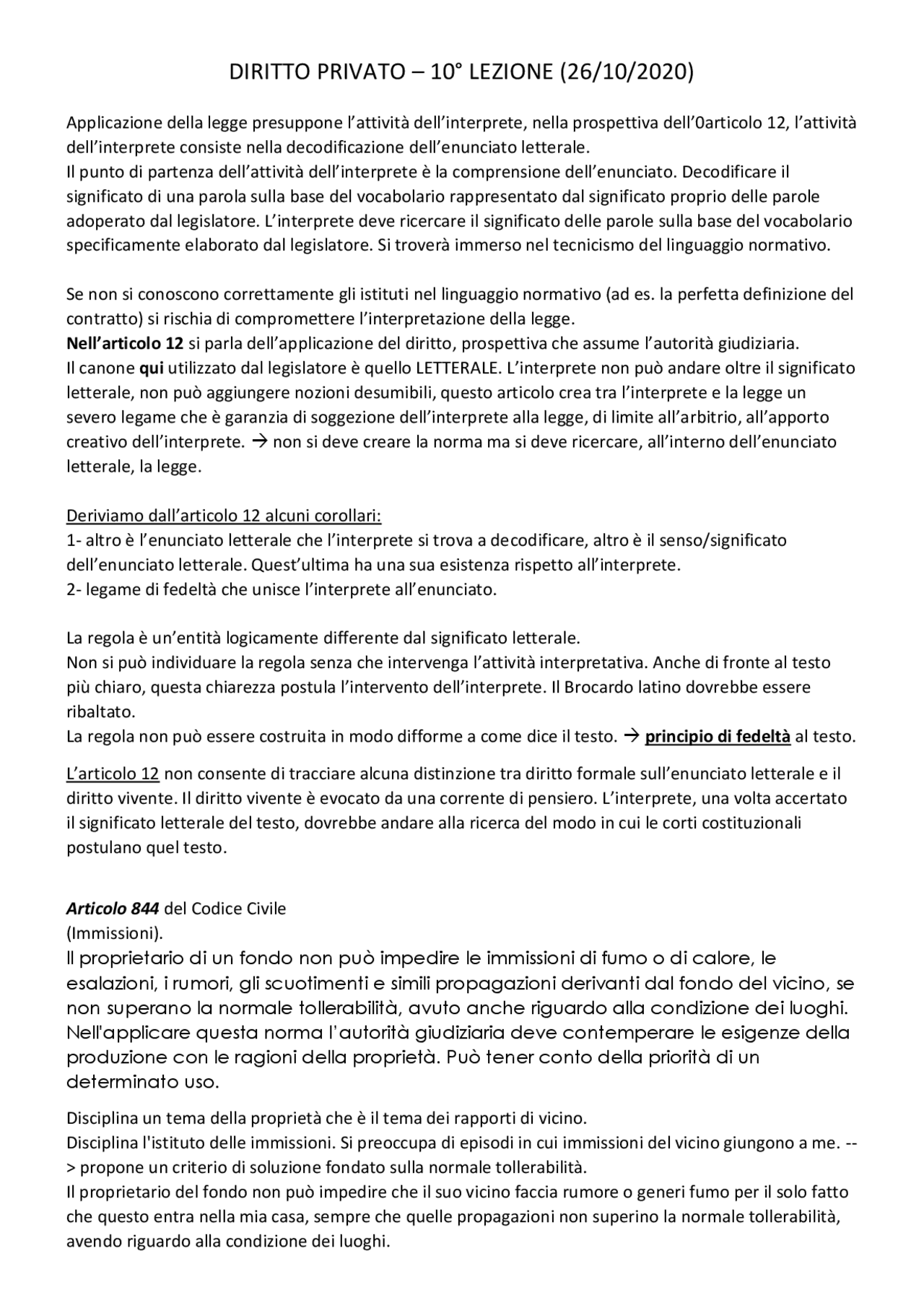 Appunti Della Lezione Docsity