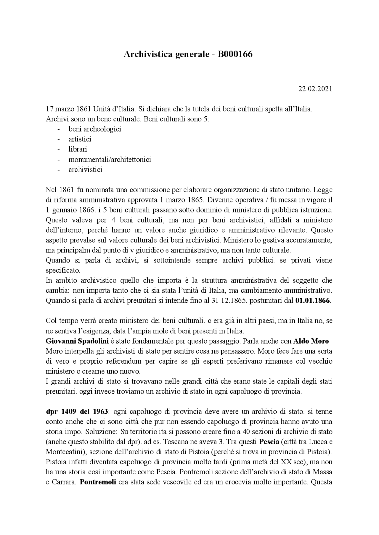 Archivistica generale - Docsity