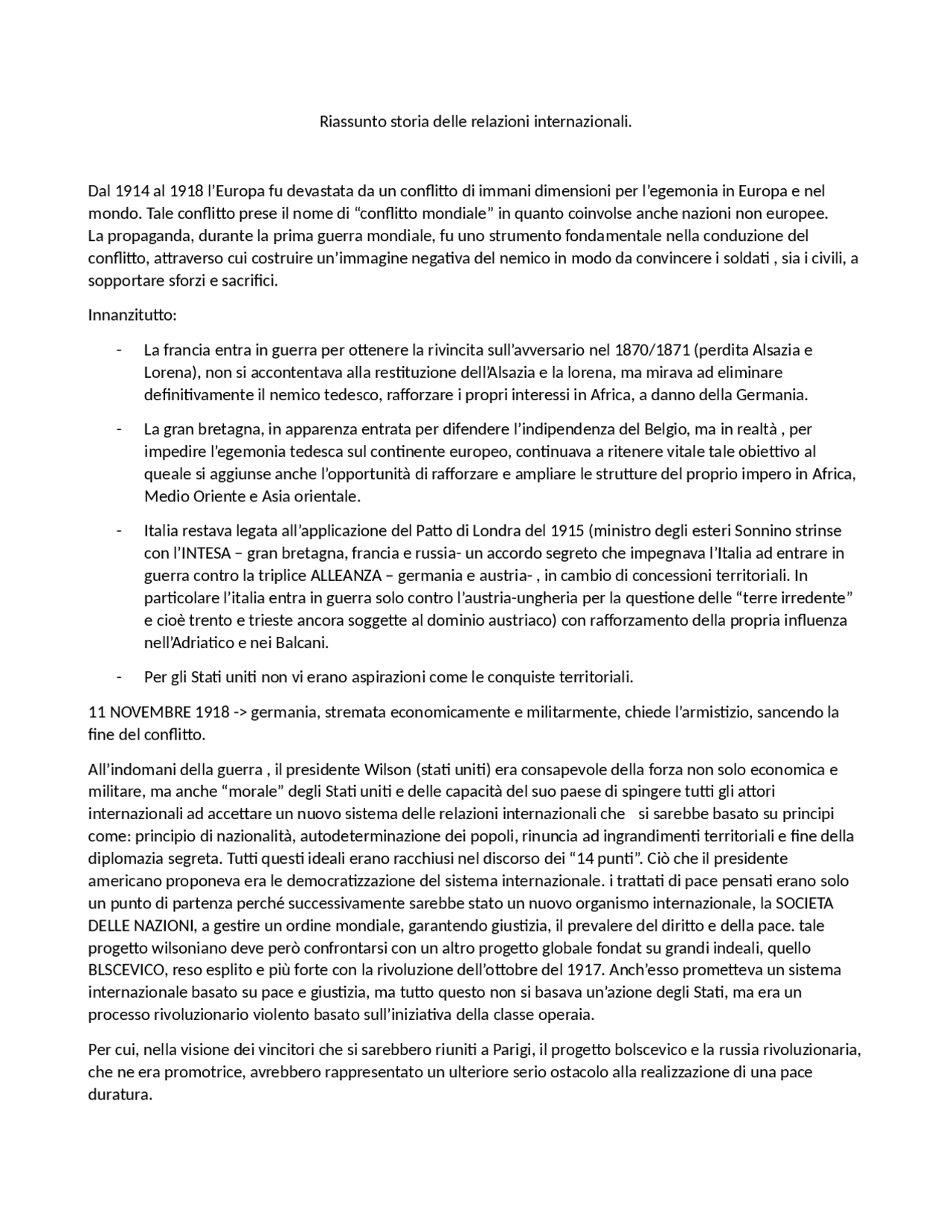 Riassunto Storia Internazionale A Varsori Docsity