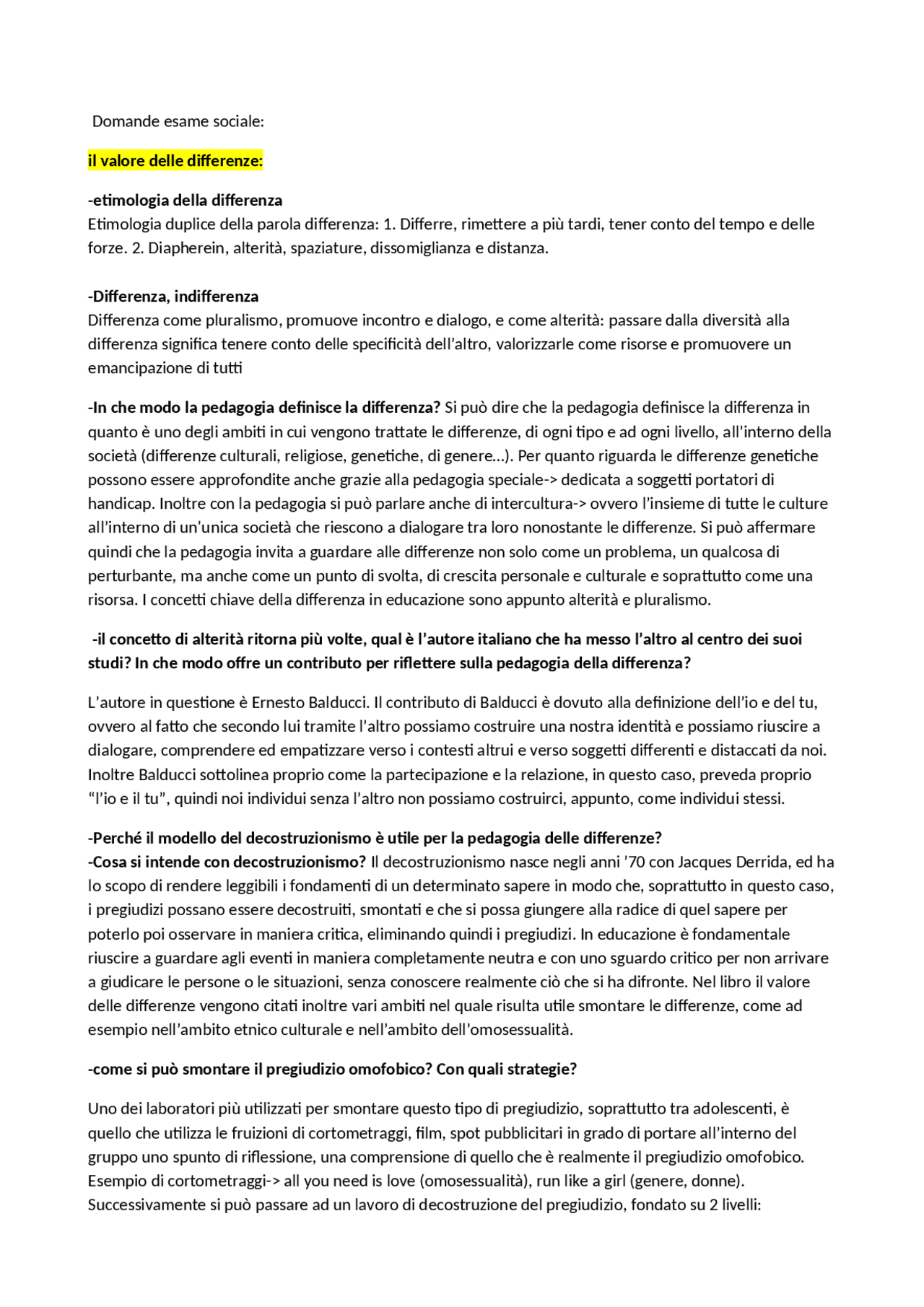 Domande Risposte Esame Pedagogia Sociale Docsity