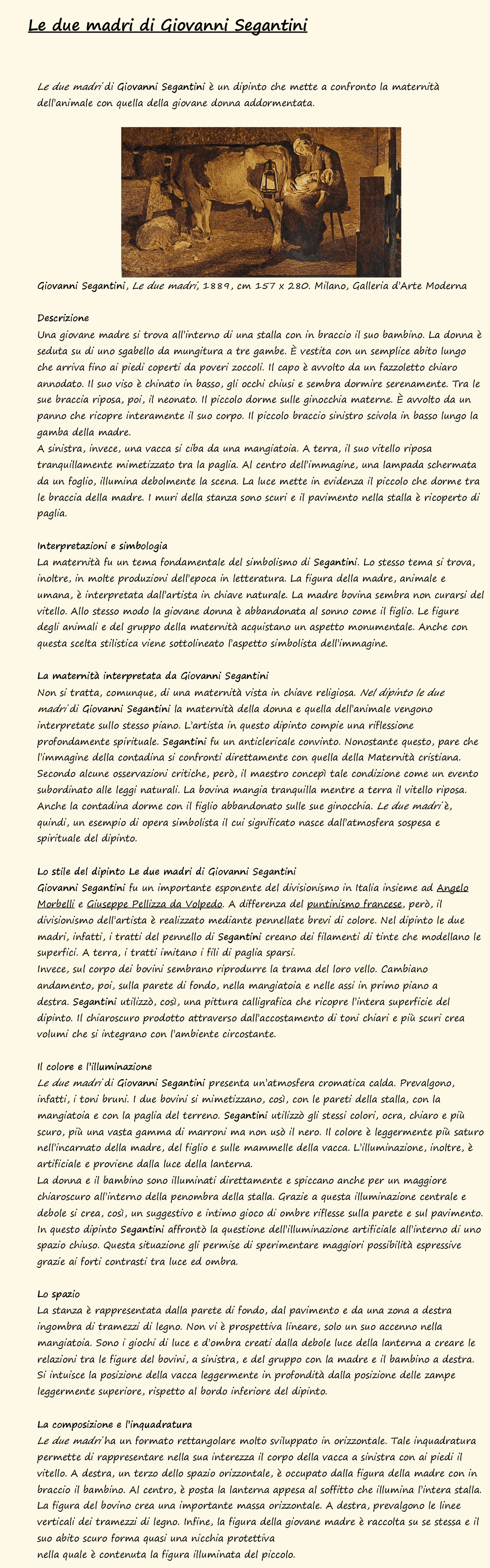 Le due madri di Segantini - Docsity