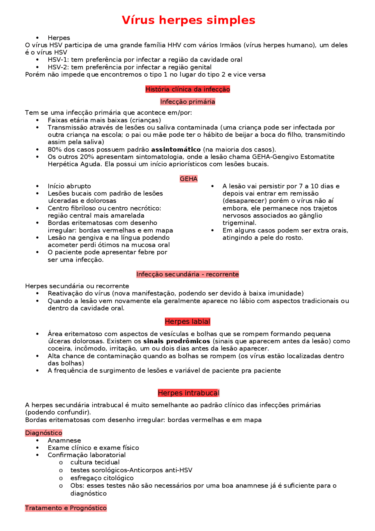 Vírus Herpes Simples Docsity