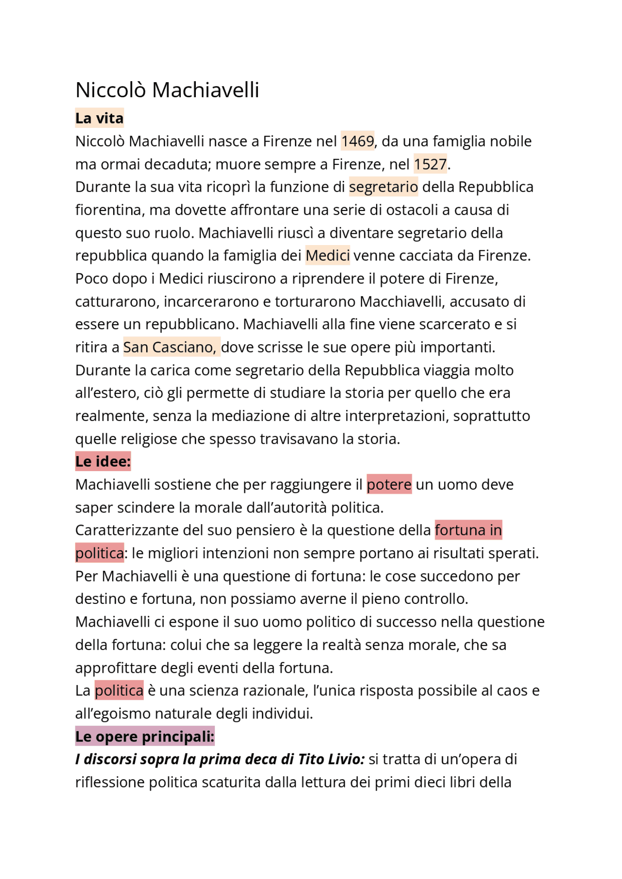Nicolò Machiavelli Il Principe Docsity