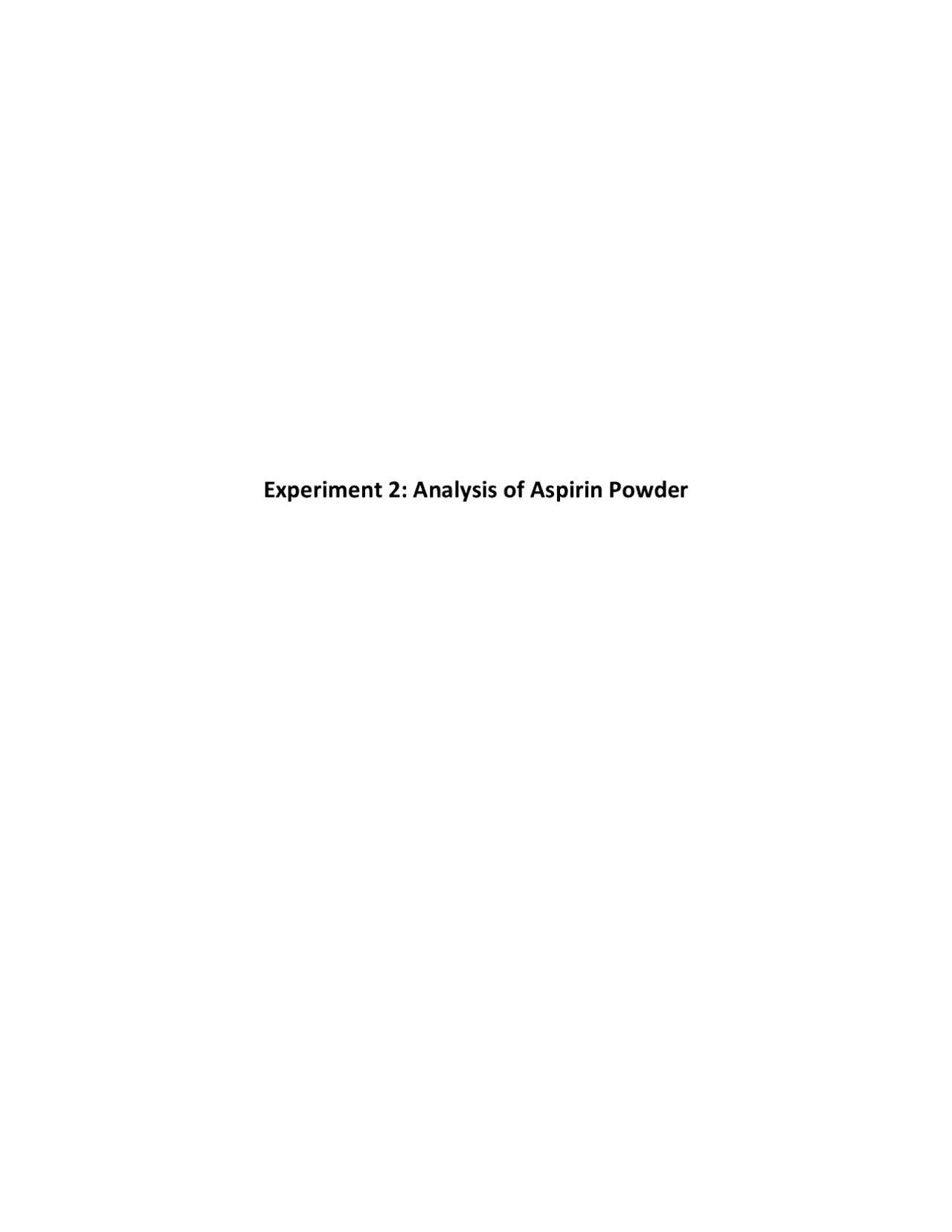 CHM 2354 Aspirin Report analytical chemistry - Docsity