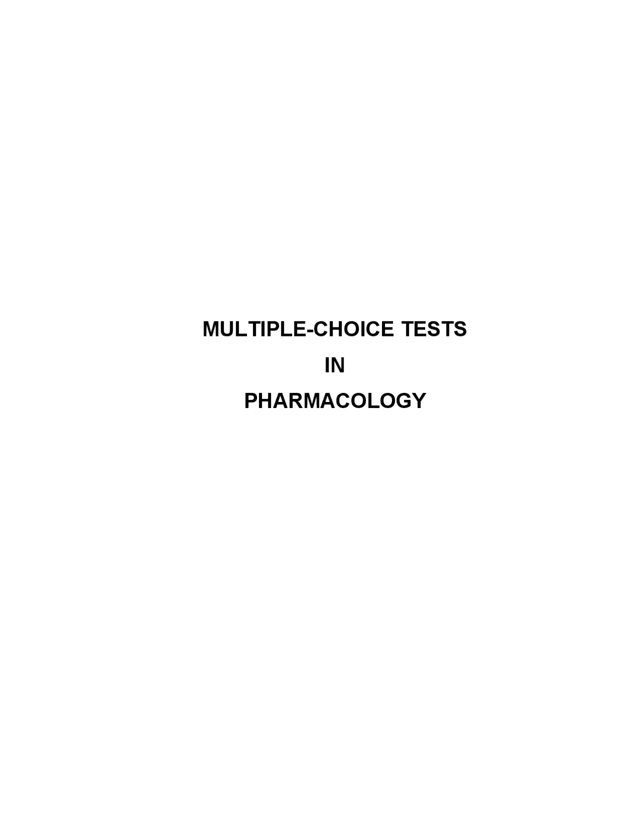Pharmacology multiple choice - Docsity