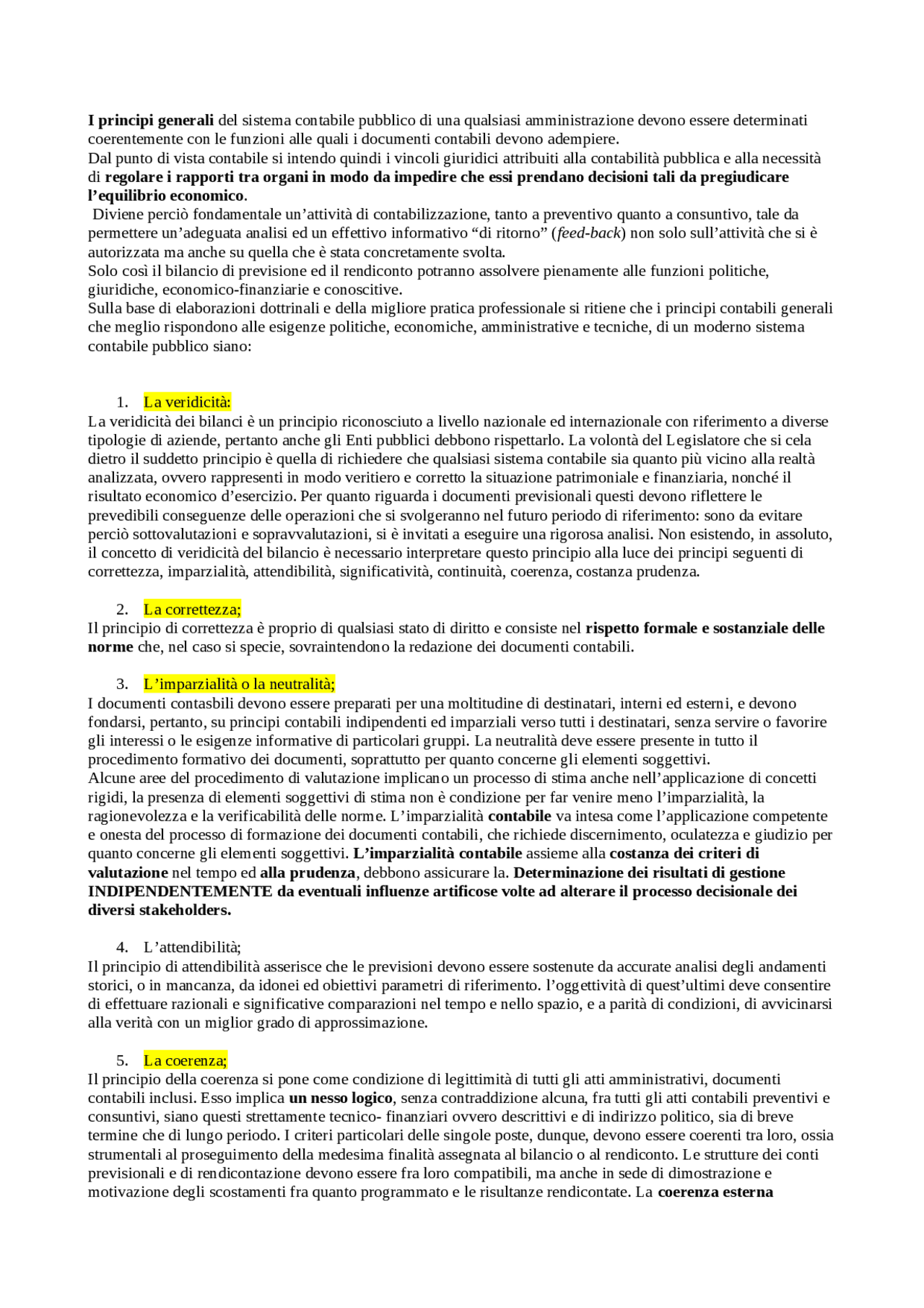Principi Dì Bilancio Riassunto Docsity